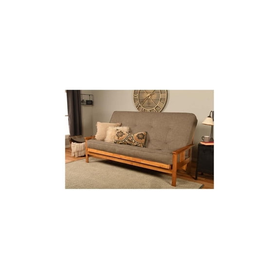Futon Frame Set with Mattress - Foldable Hardwood Sofa Bed for Living ...
