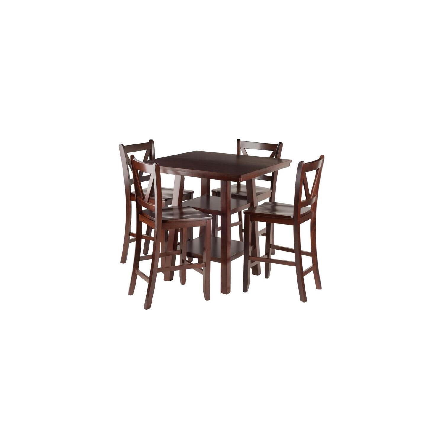Homestock Coastal Craftsman Orlando 5-Pc Set High Table With Heavy Duty ...