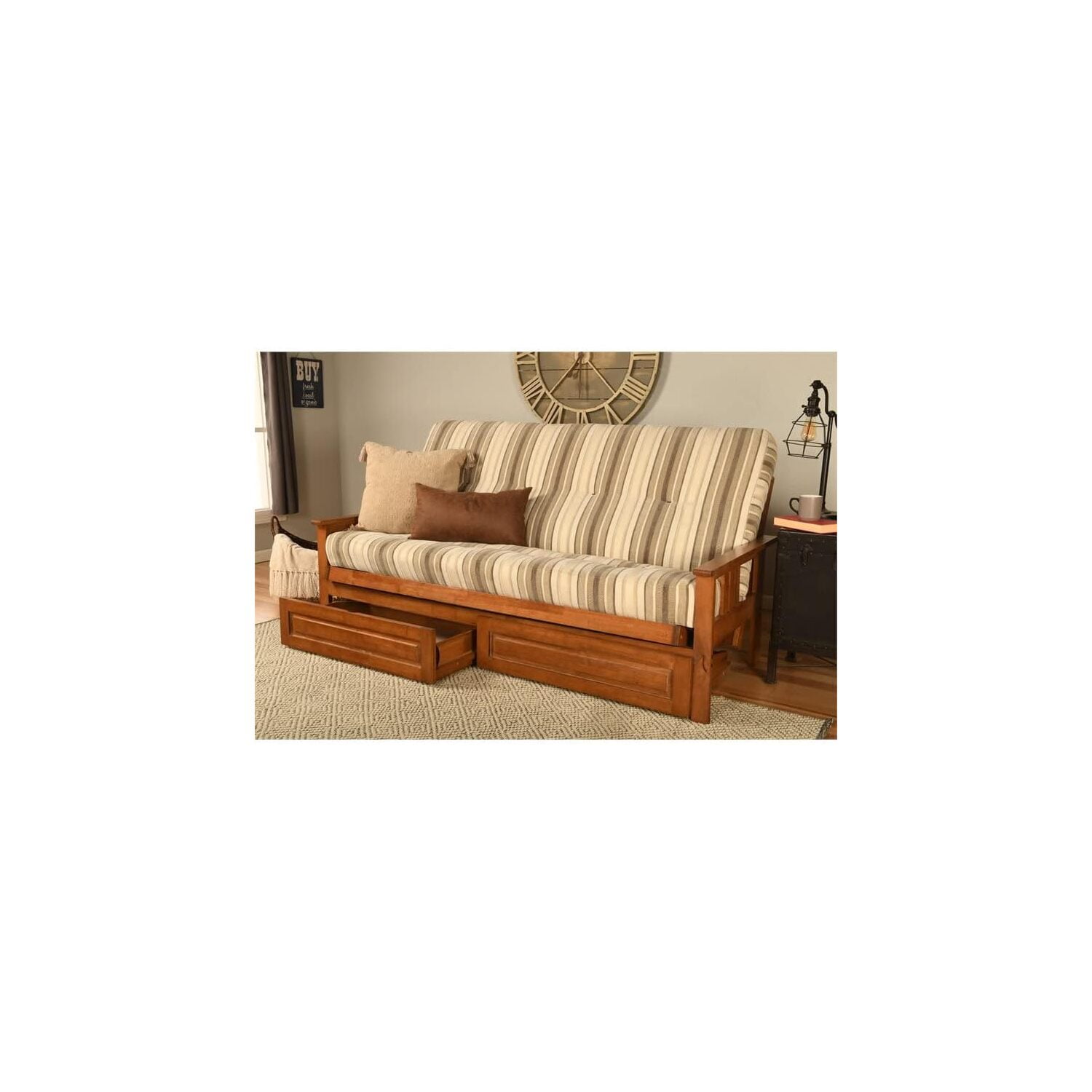 Homestock Contemporary Cool Full Size Hardwood Futon Frame Set in ...