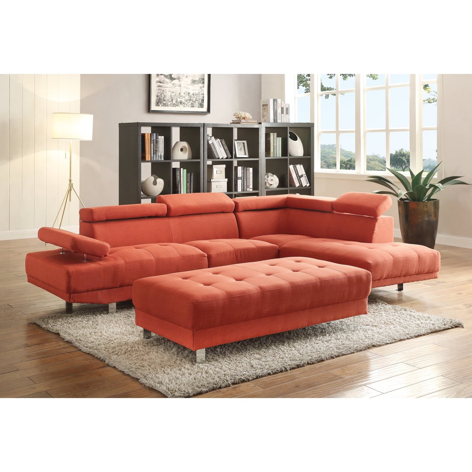 Homestock Contemporary Cool Sectional Sofa Orange - Walmart.com