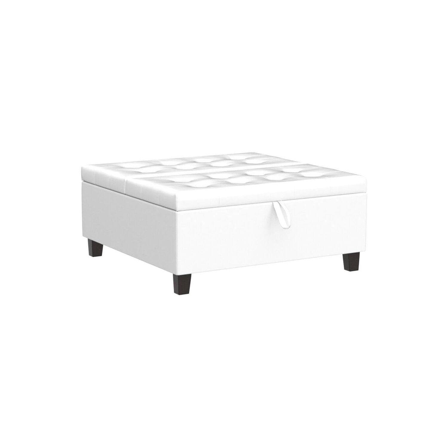 Homestock Contemporary Cool Square Tufted Leather Upholstered Lift-Top ...