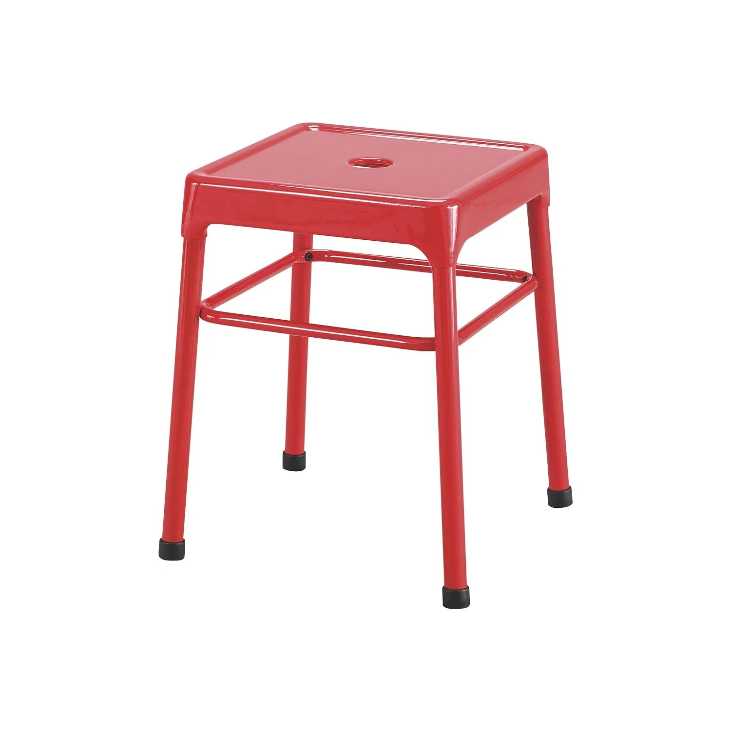 Homestock Contemporary Cool Steel Stool in Vibrant Red, 17.75 " Dx 17. ...