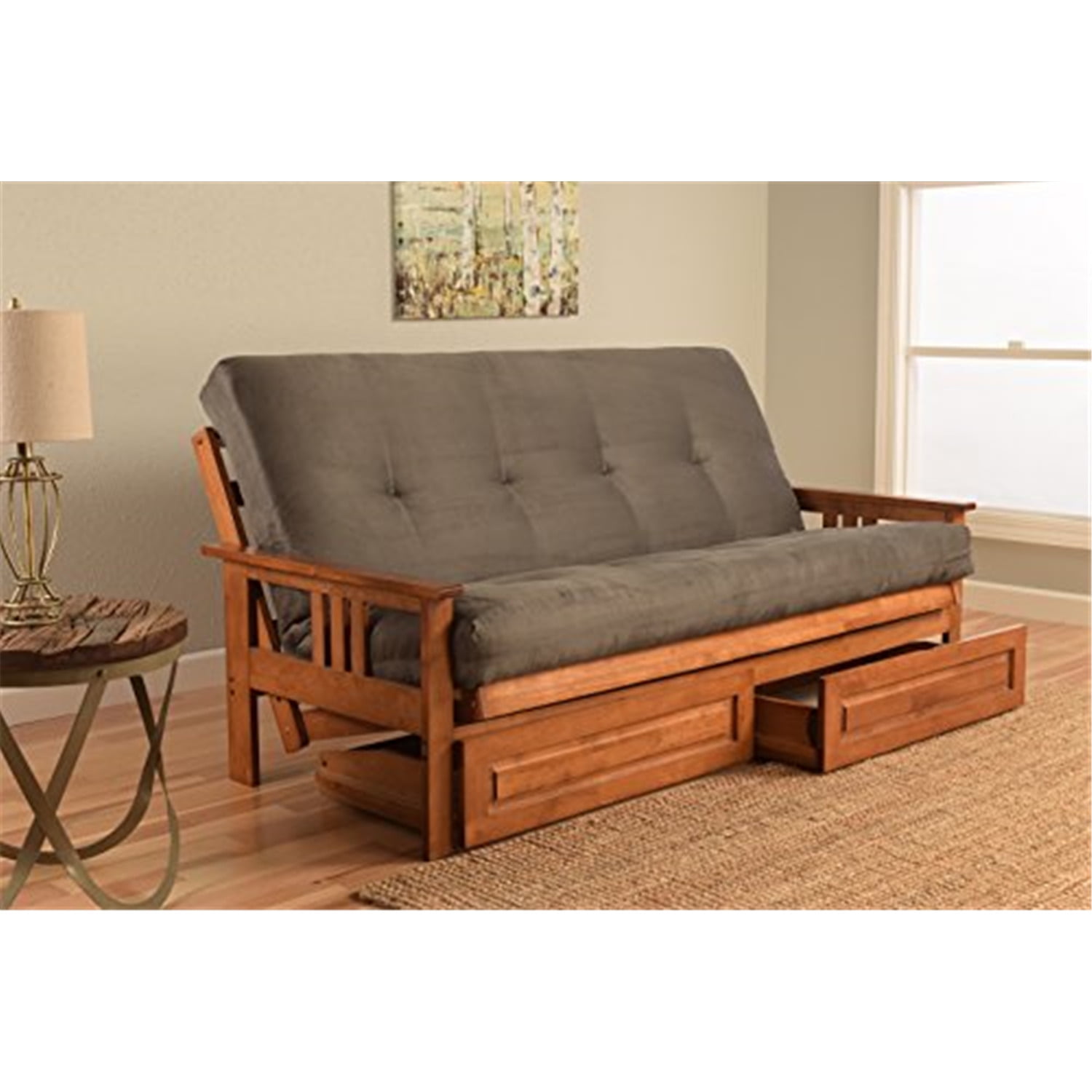 Homestock Contemporary Cool Full Size Hardwood Futon Frame Set in ...