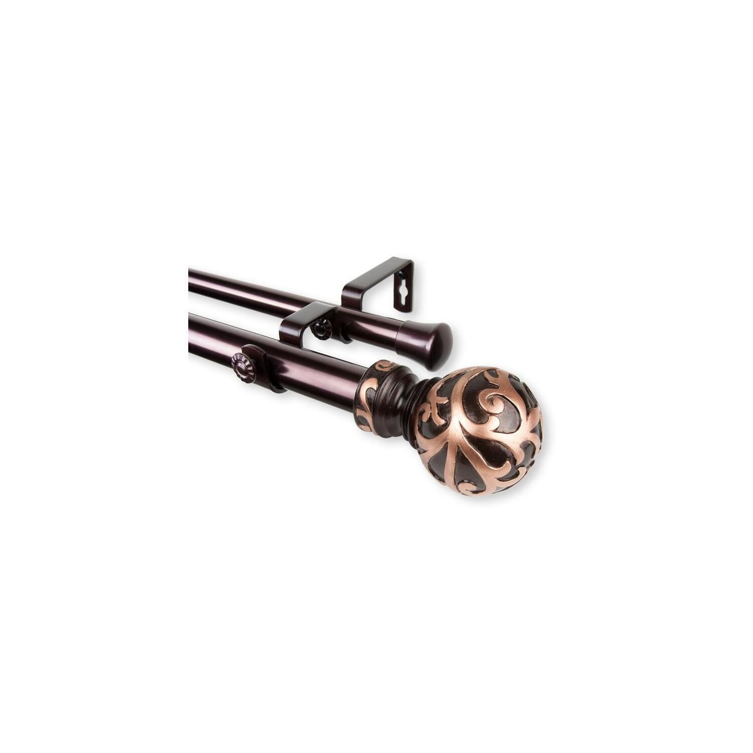 Cottage Style Curtain Rod - 120-170 Inch Adjustable Rod Set - Bronze ...