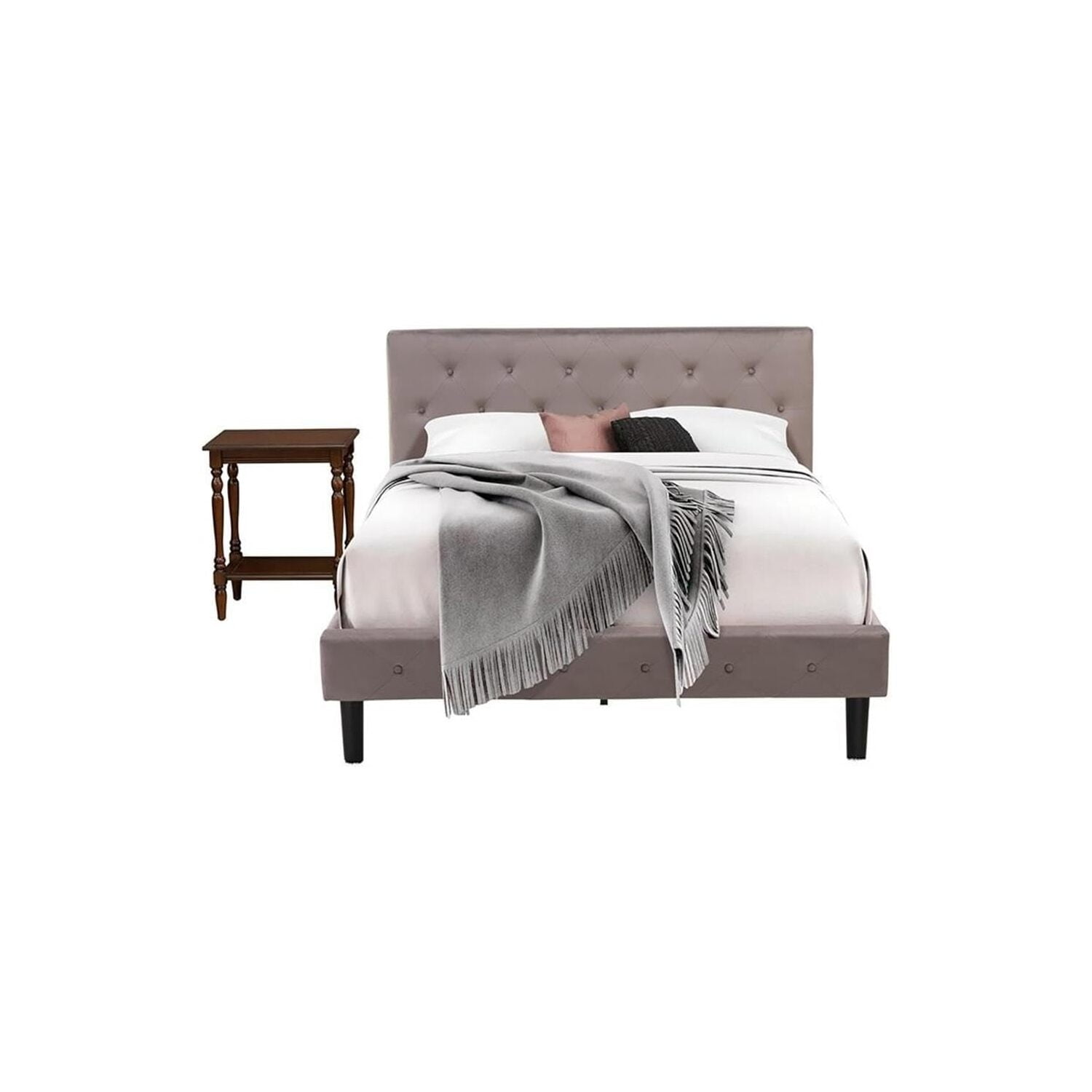 Homestock Earthy Elegance 2 Piece Bedroom Set - Button Tufted Bed Frame ...