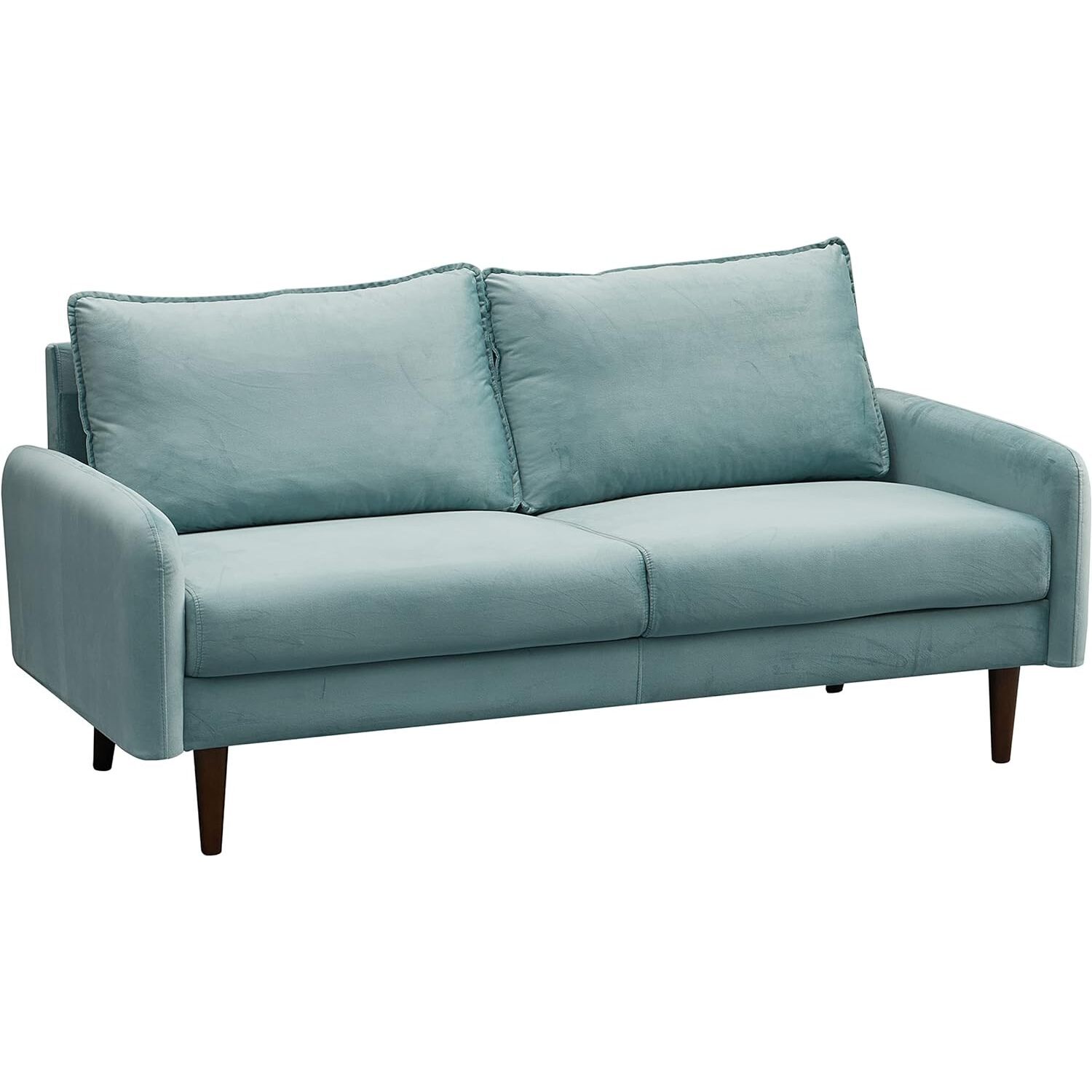 Homestock Earthy Elegance Velvet Sofa Mid-Century Modern Couch With ...