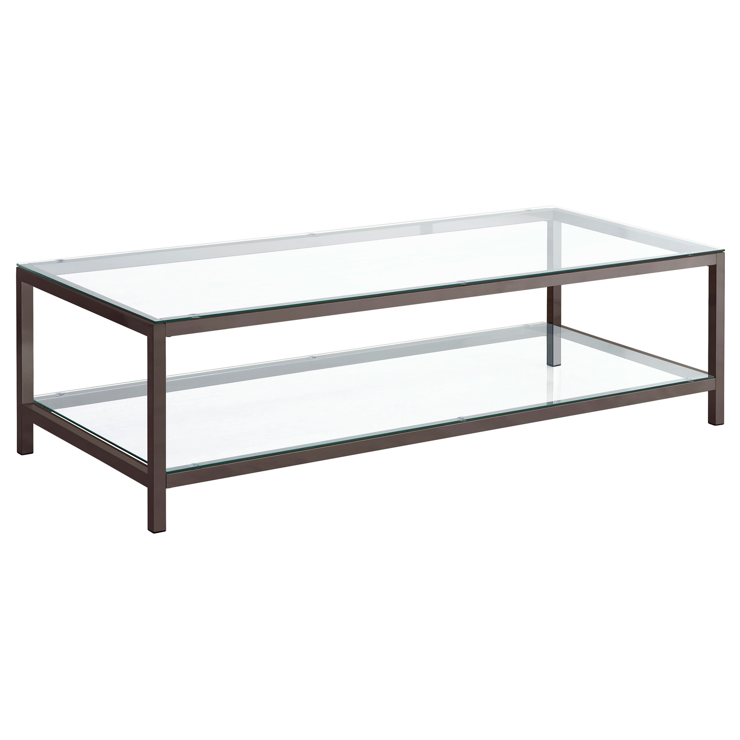 Homestock Eclectic Coffee Table With Glass Shelf Black Nickel, 54"L X ...