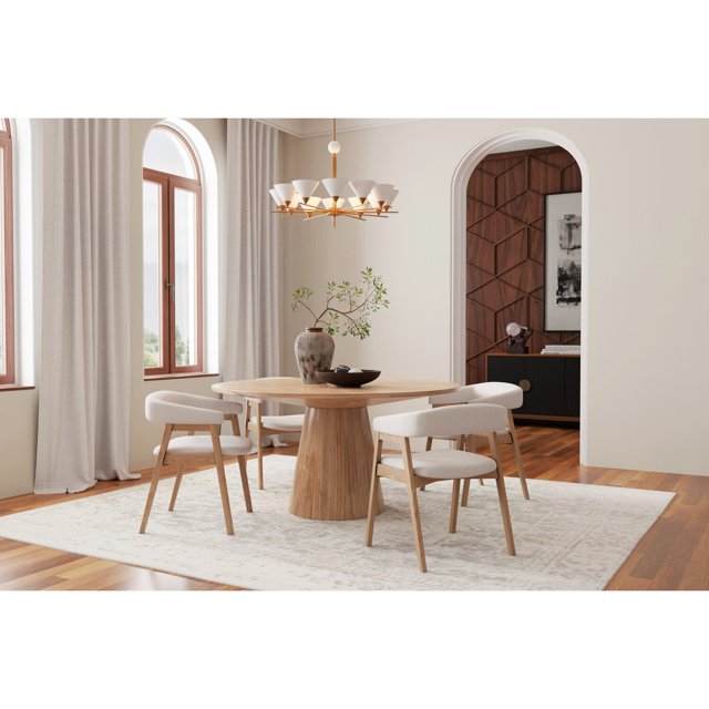 Homestock Eclectic Elegance Round Dining Table in Natural Finish - 59 ...