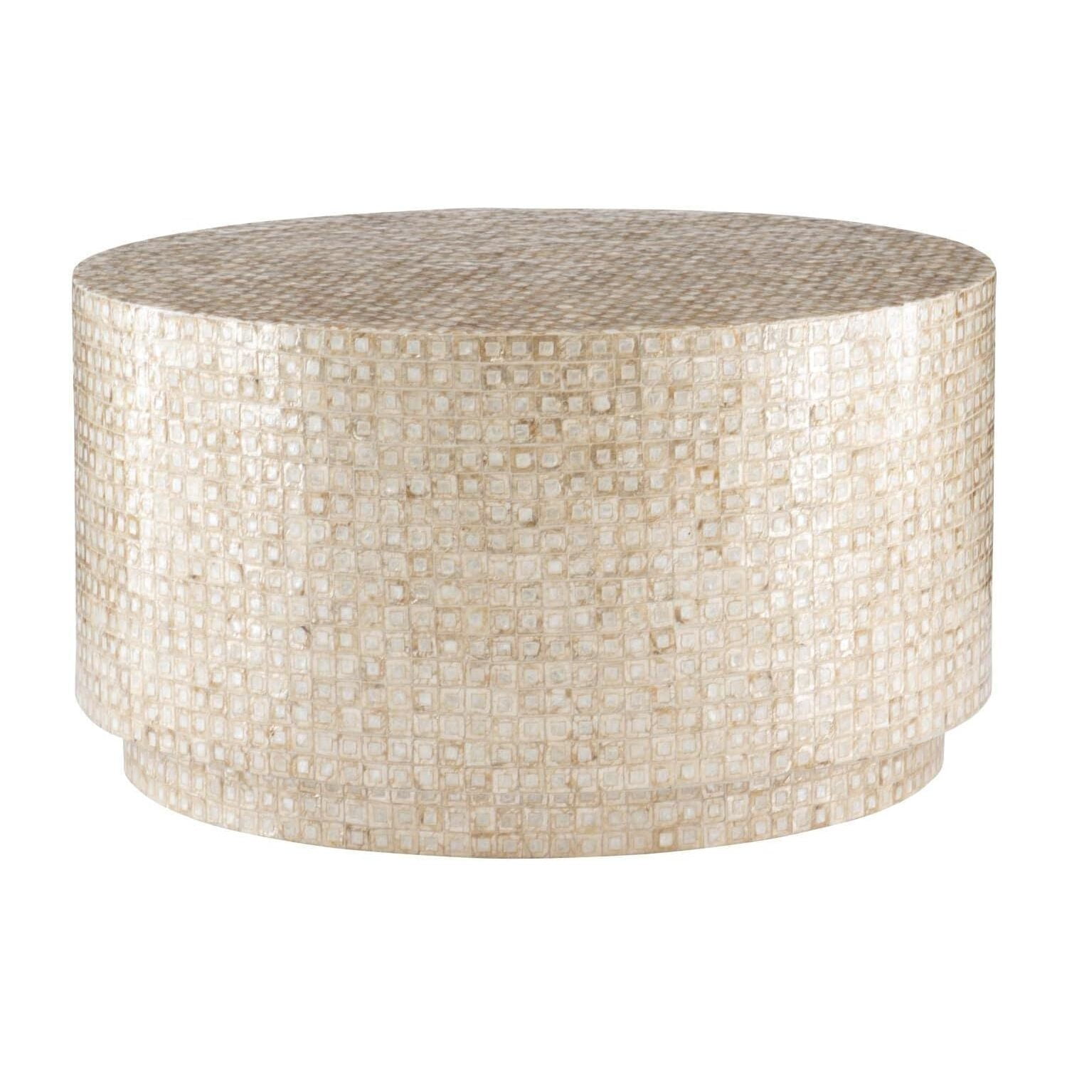 Homestock Eclectic Escape Shell Mosaic Coffee Table - 30" x 30" x 17 ...
