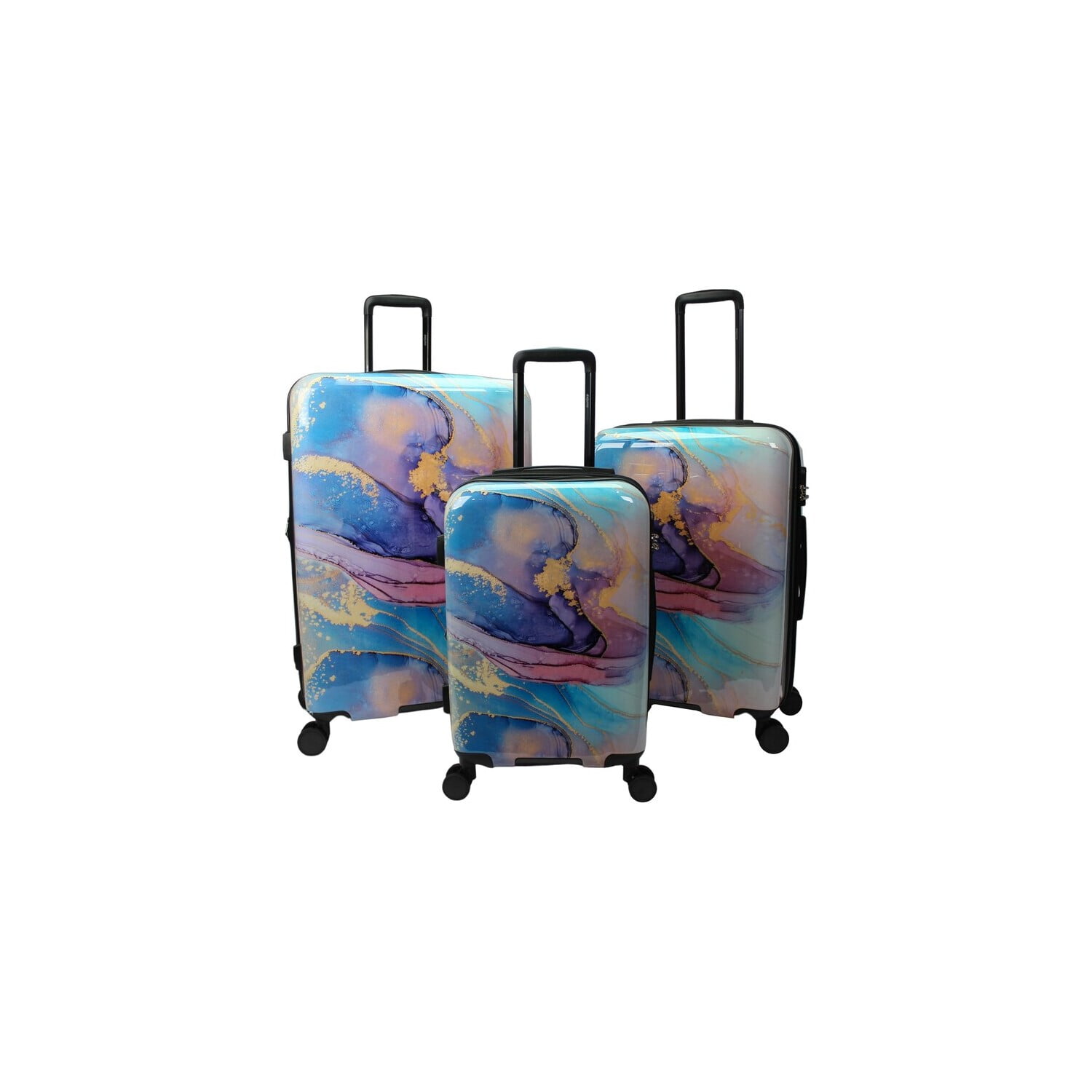 Homestock Elegant Escape Wave Marble 3-Piece Expandable Spinner Luggage ...