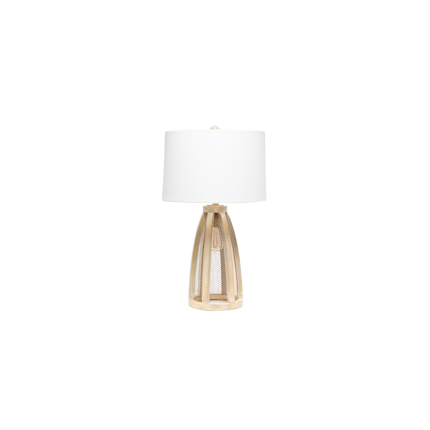 Homestock Farmhouse Fresh Home Wooded Arch Table Lamp With White Fabric ...
