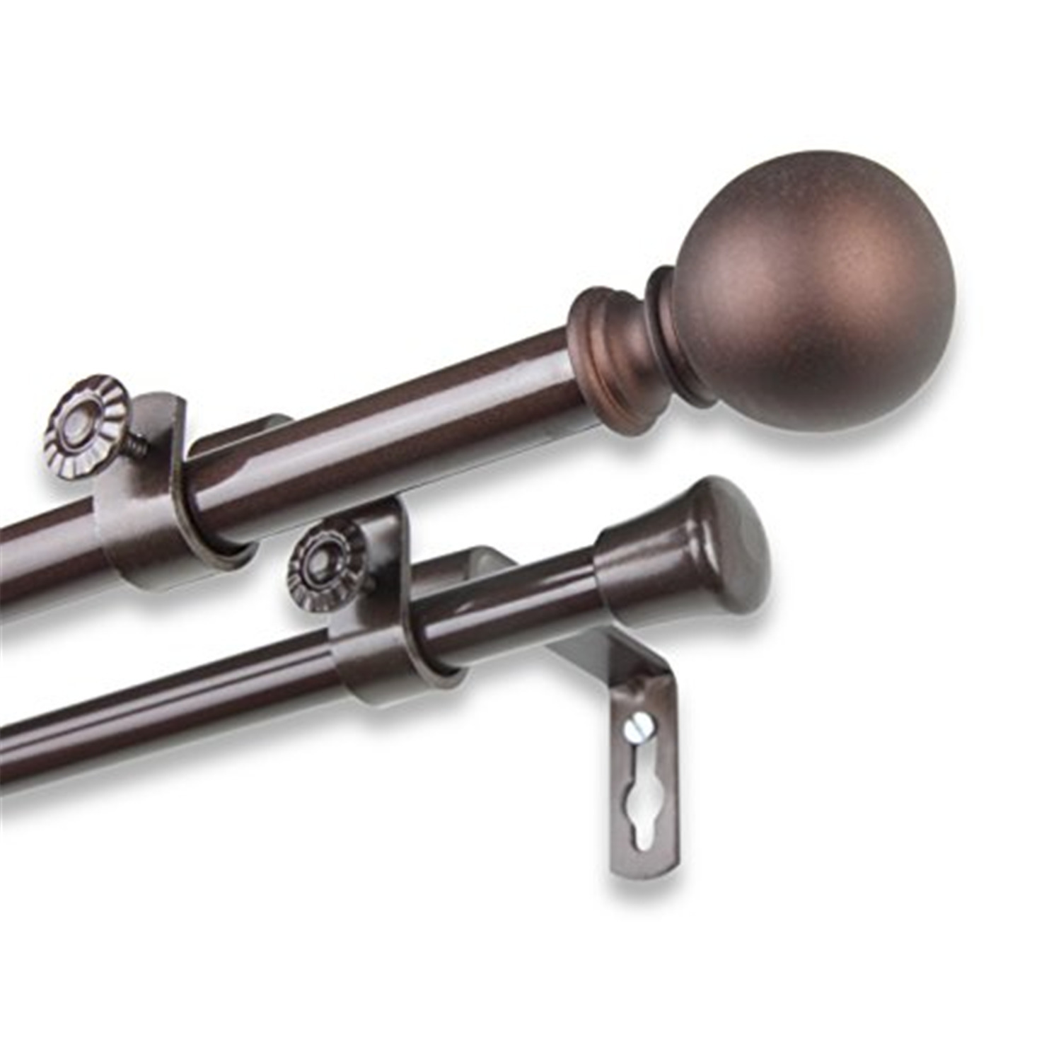 French Country Curtain Rod 28-48 Inch, Cocoa Metal Rods with Finials ...