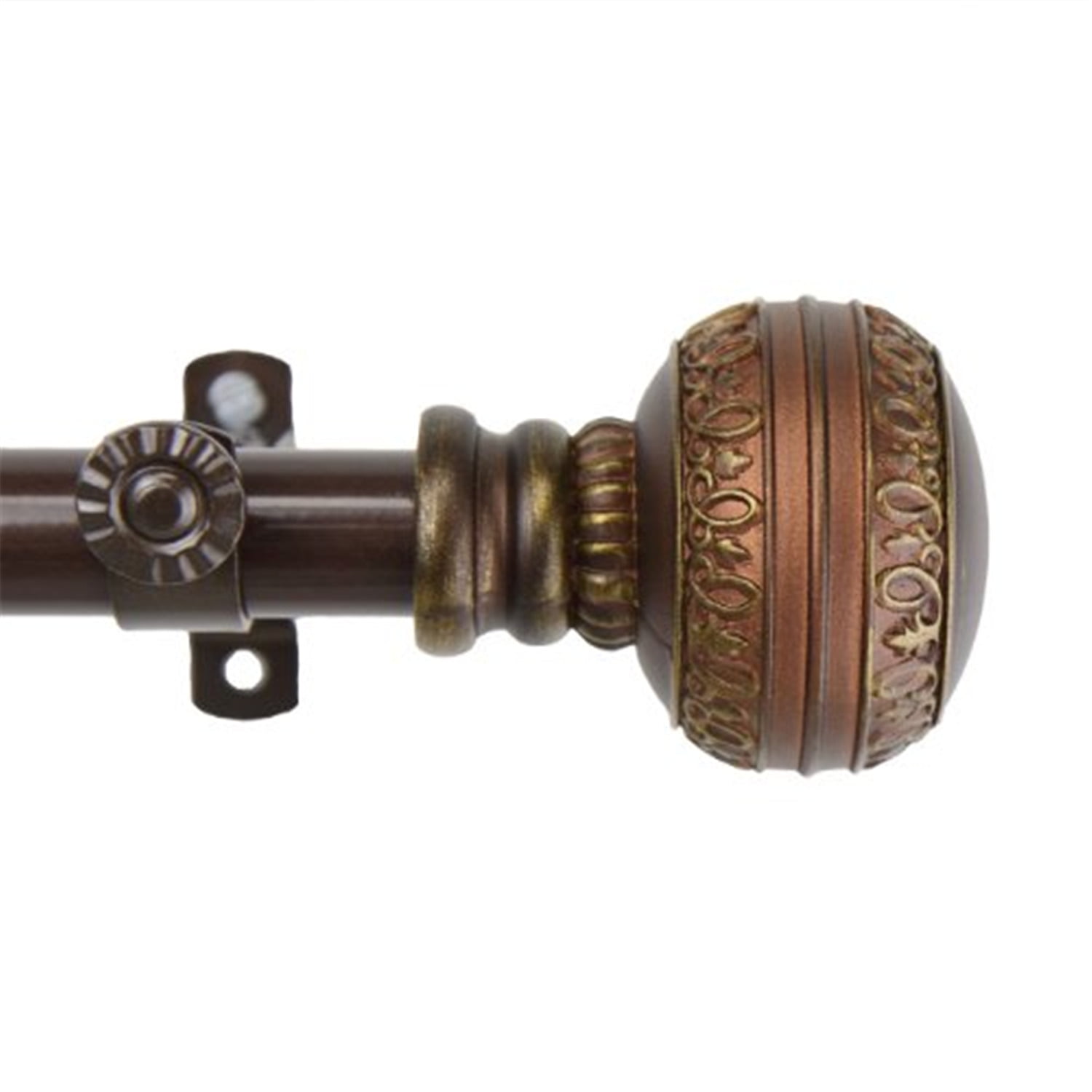 French Country Curtain Rod 48-84 Inch, Metal Window Rod with Finials ...