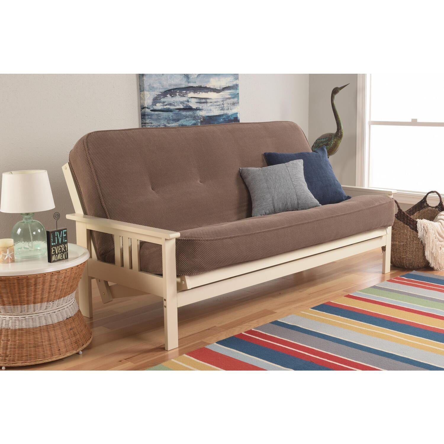 Homestock Timeless Tradition Full Size Futon Frame Set in Antique White ...