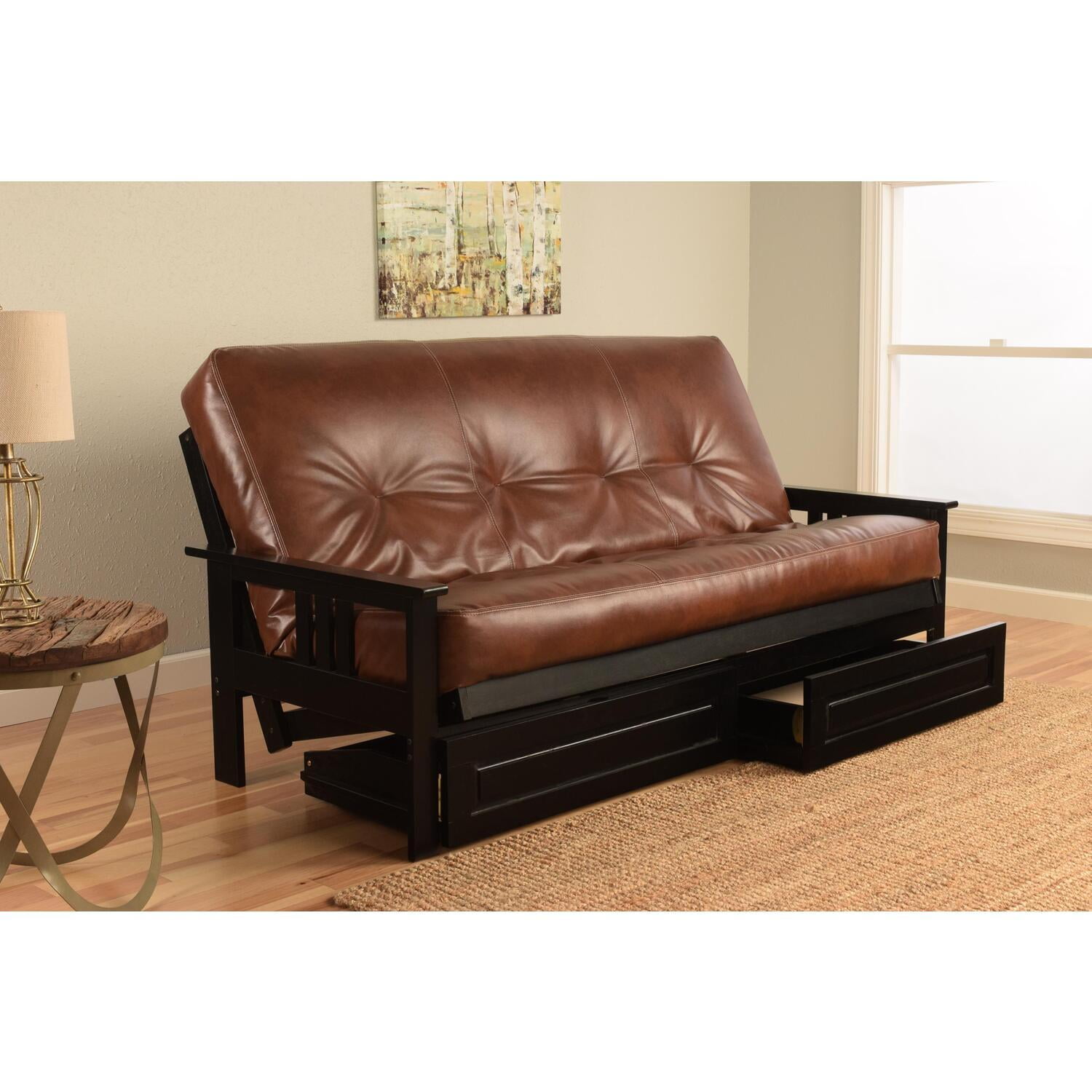 Homestock French Fabulous Full Futon Frame with Storage Drawers, Color ...