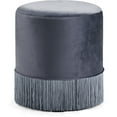 Homestock Gothic Grace Grey Velvet Ottoman/Stool - Walmart.com