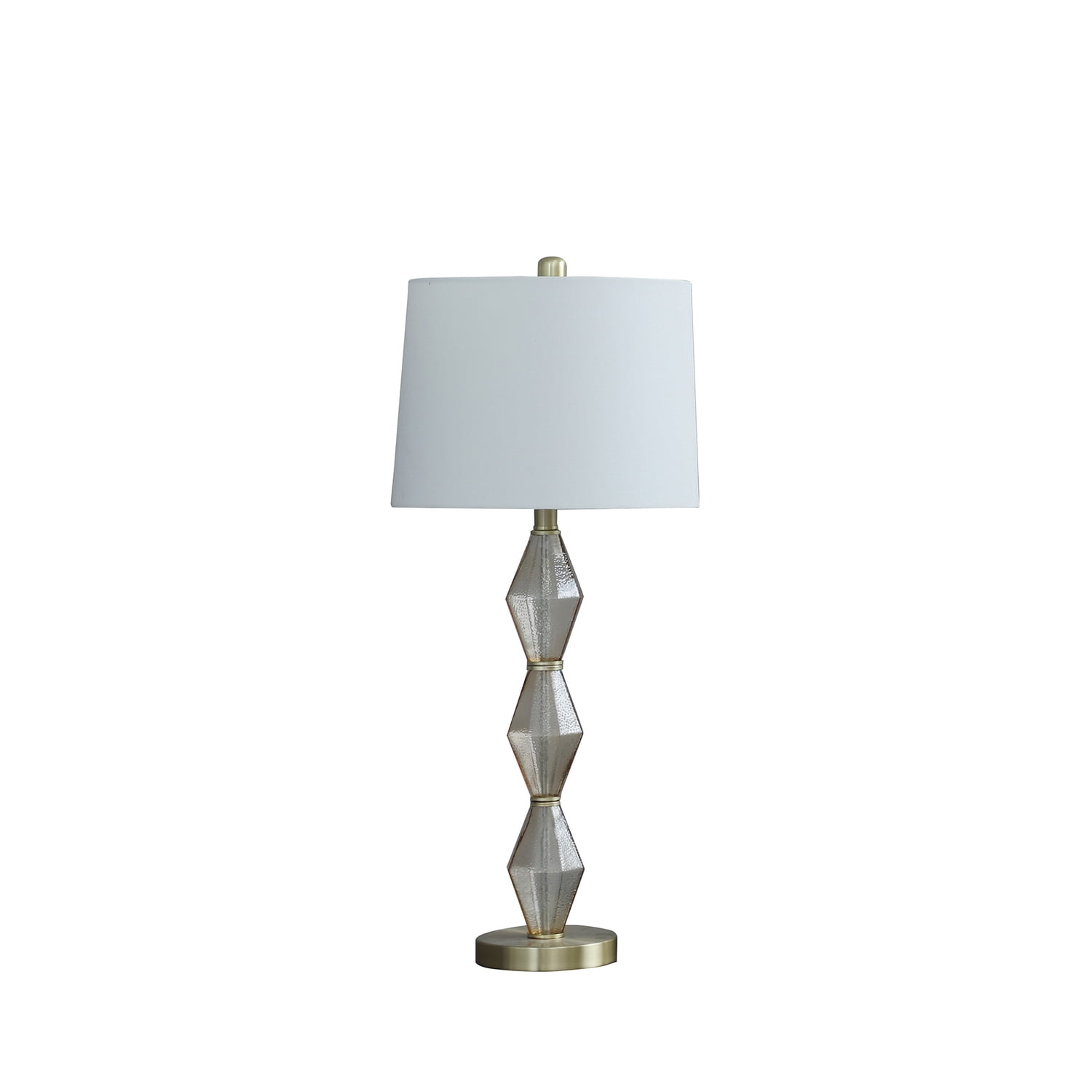 Modern Table Lamp - Geometric Glass Shade, Brushed Gold Base, Bedroom ...