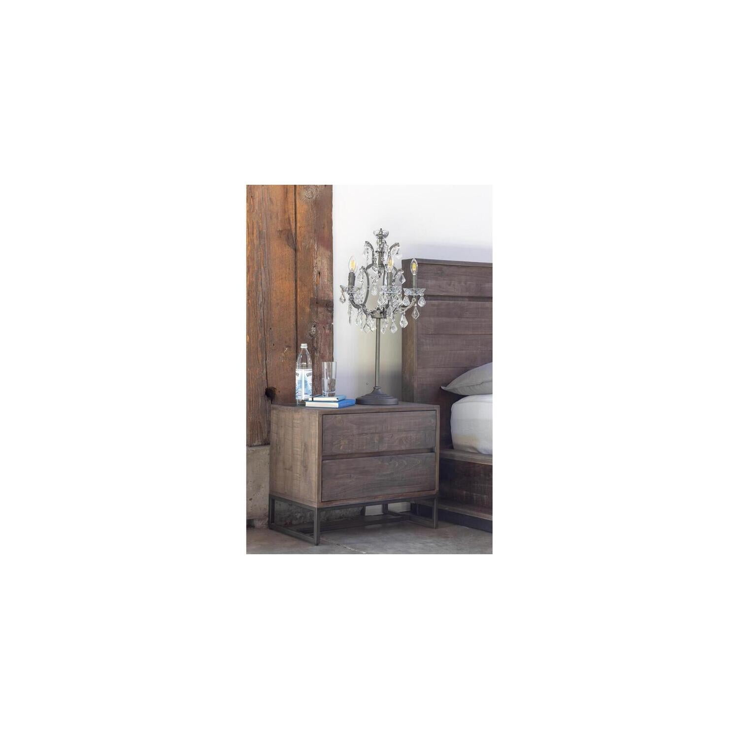 Homestock Gothic Grandeur Nightstand - Lightly Stained Pine Wood With ...