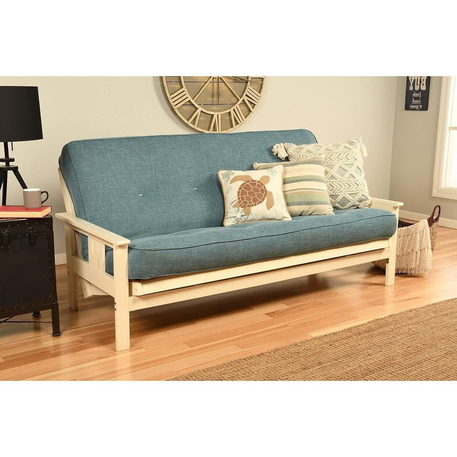 Homestock Timeless Tradition Full Size Futon Frame Set in Antique White ...