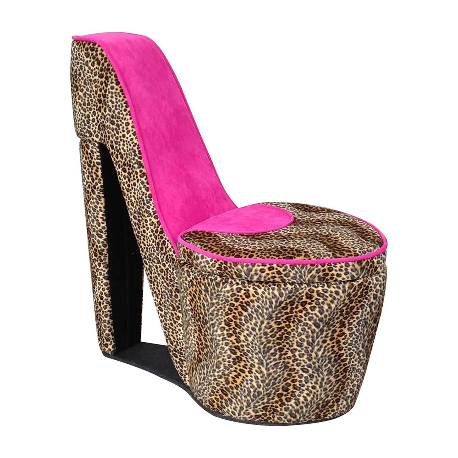Homestock Lakefront Luxury Black Cheetah Prints High Heel Storage ...