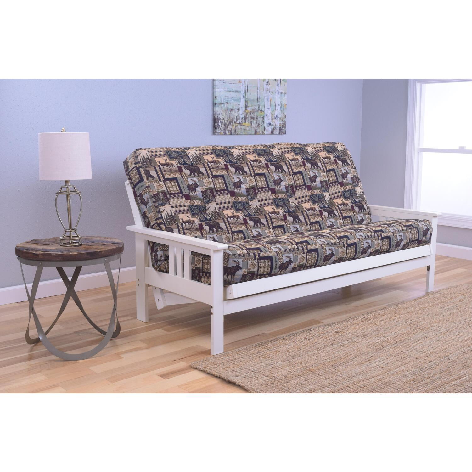 Homestock Timeless Tradition Full Size Futon Frame Set in Antique White ...