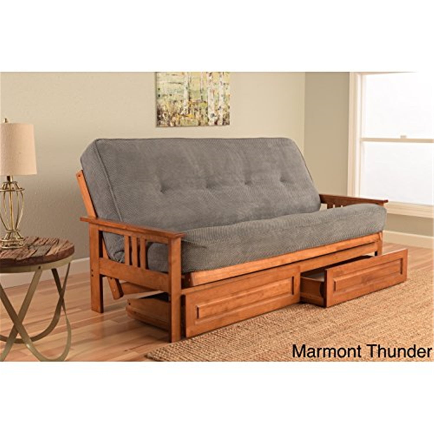 Homestock Contemporary Cool Full Size Hardwood Futon Frame Set in ...