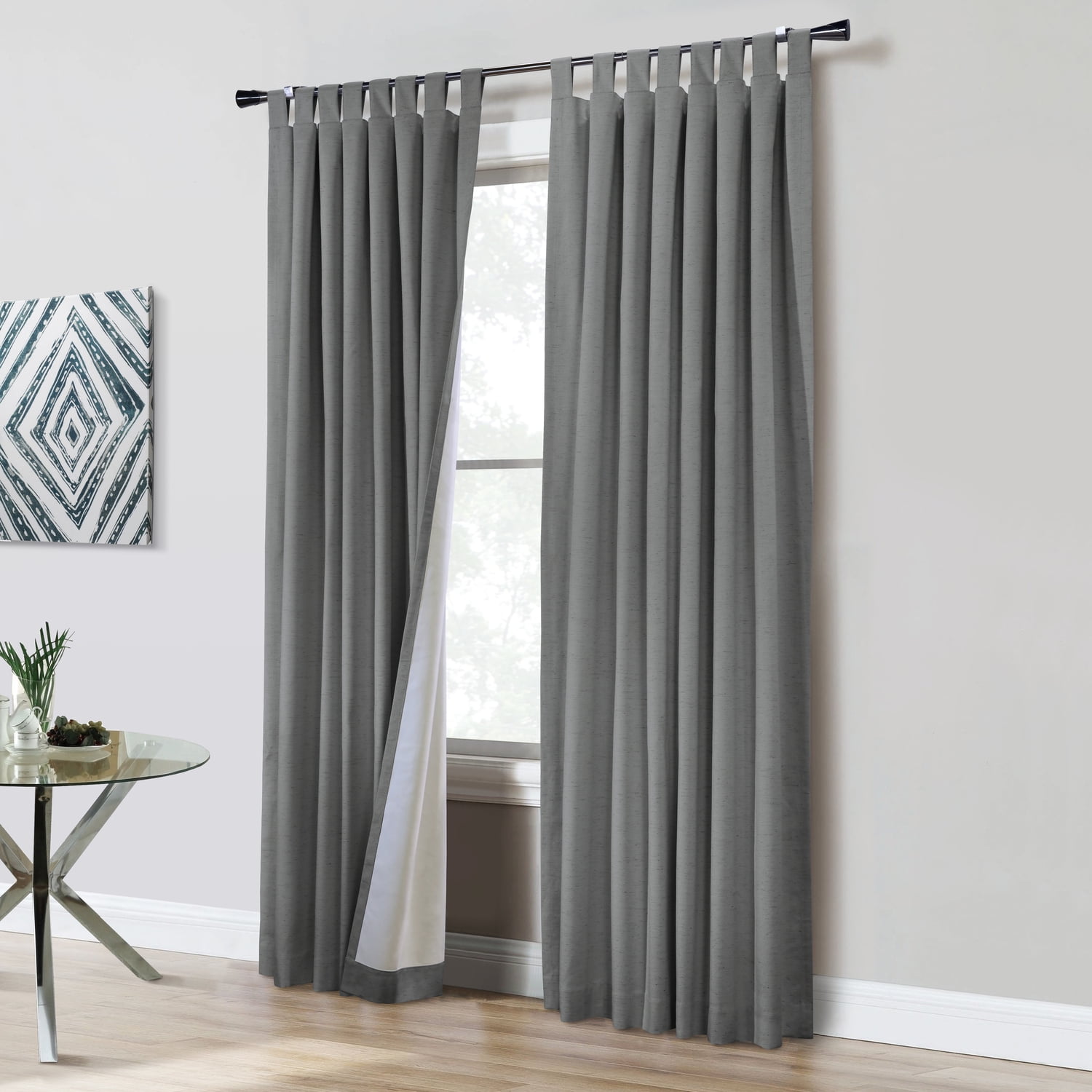 Dark Grey Tab Top Curtains - 52x63 Inch Curtain Panel Pair - Window ...