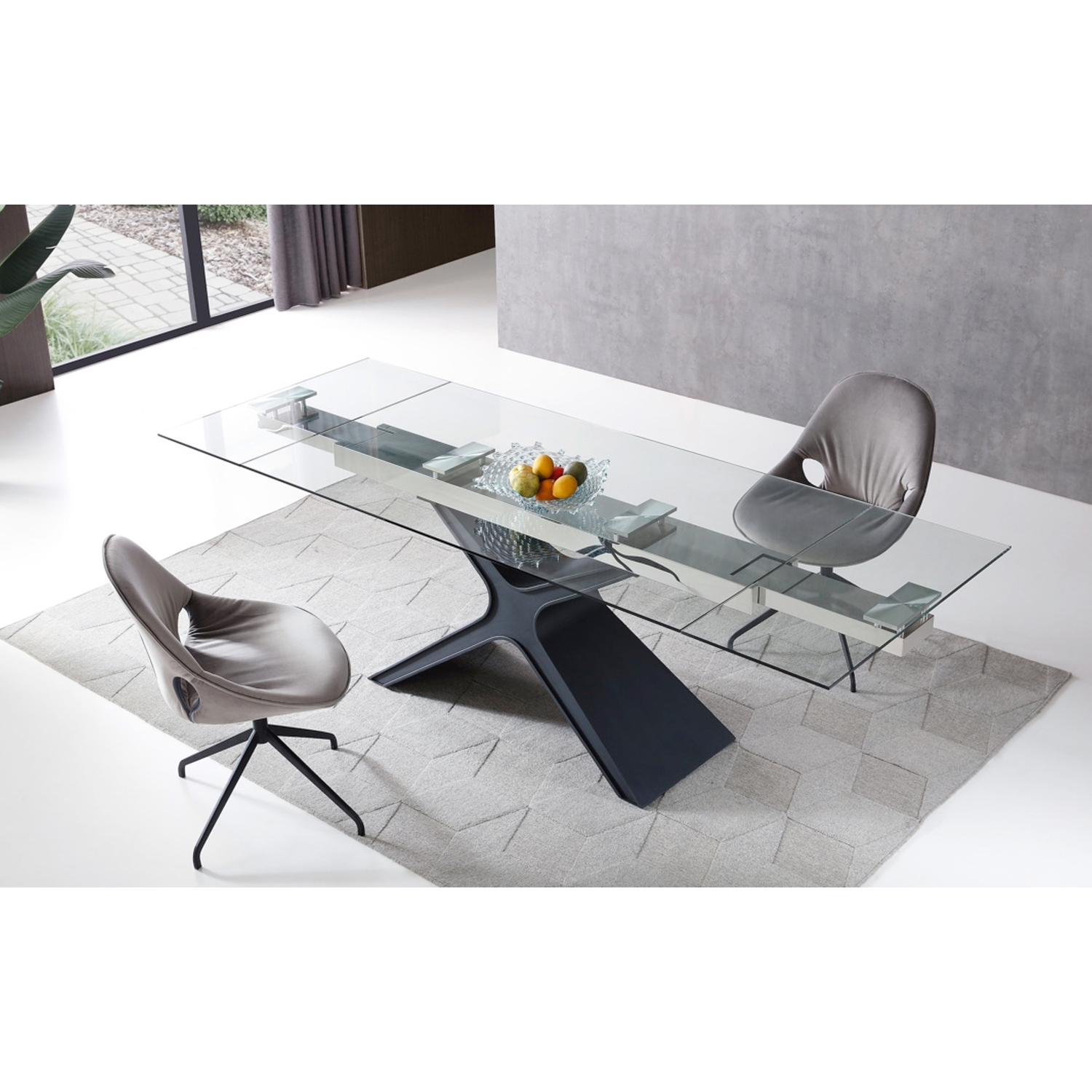 Extendable Dining Table with Glass Top - Modern Dining Room Table ...