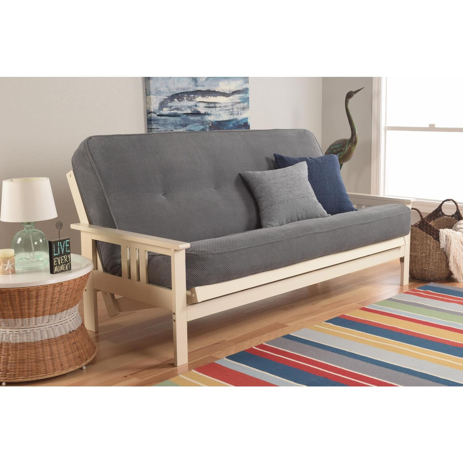 Homestock Timeless Tradition Full Size Futon Frame Set in Antique White ...