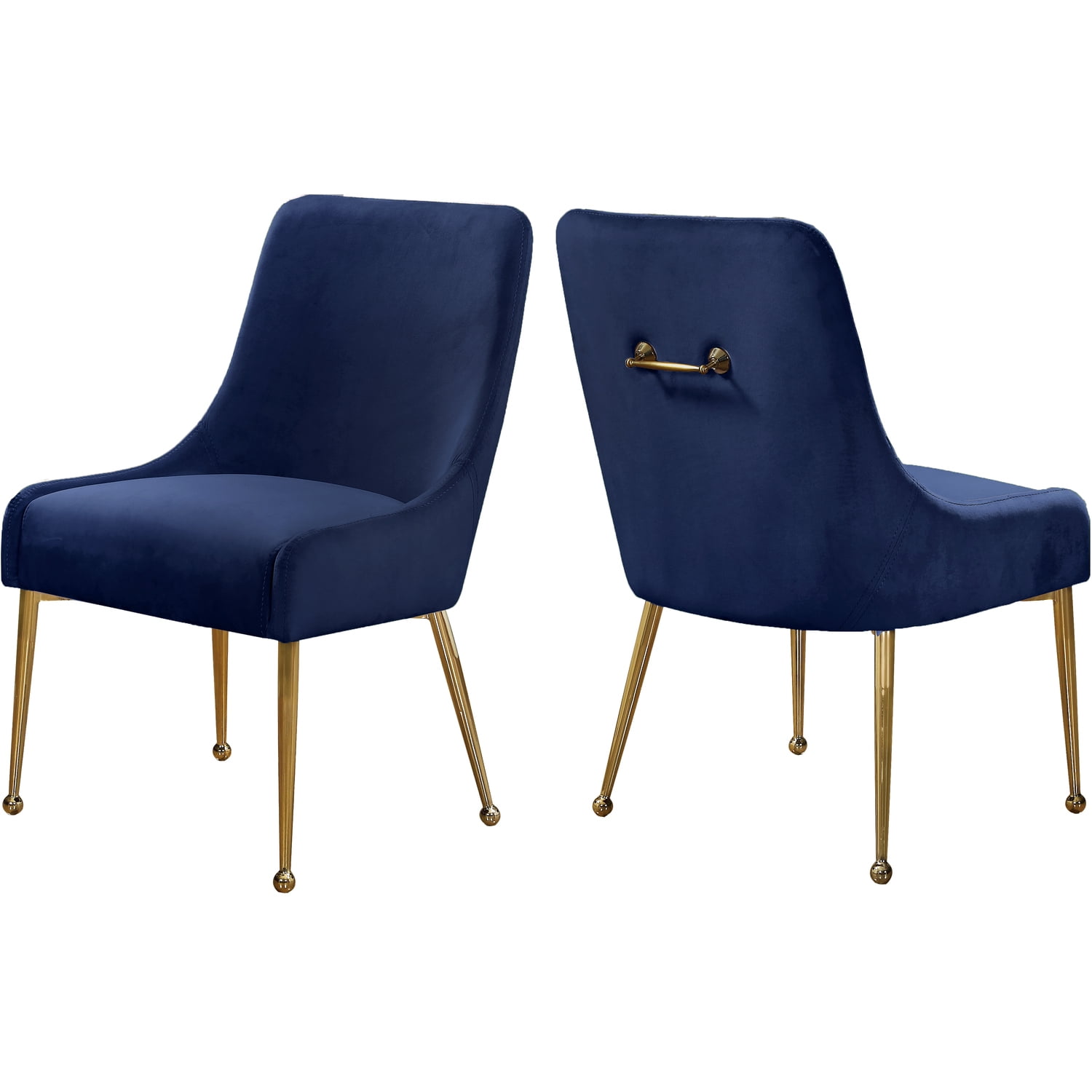 Velvet Dining Chairs Set of 2 - Navy Blue Accent Chairs with Gold Legs ...