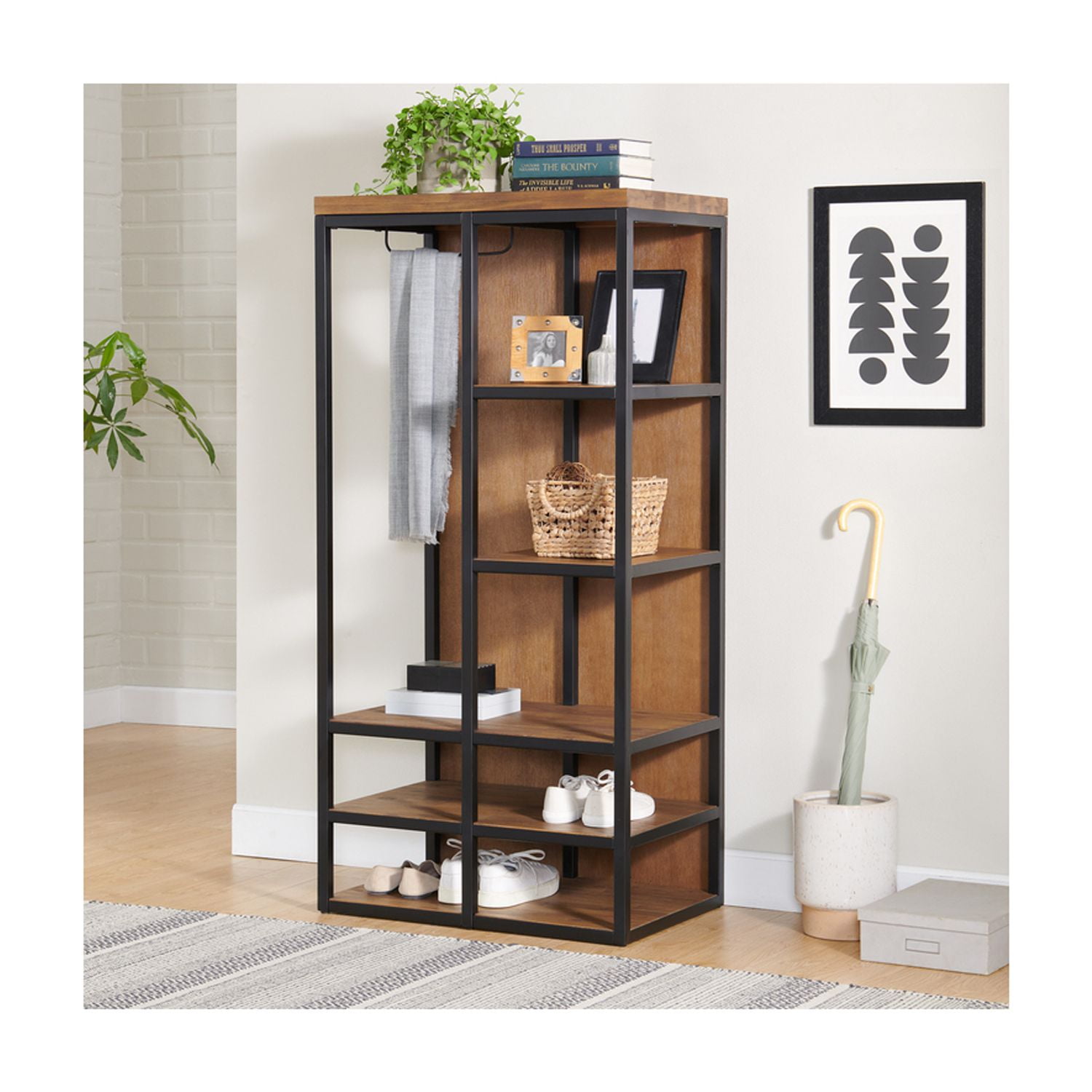 Homestock Mediterranean Mingle Hall Tree, Driftwood White - Streamlined ...