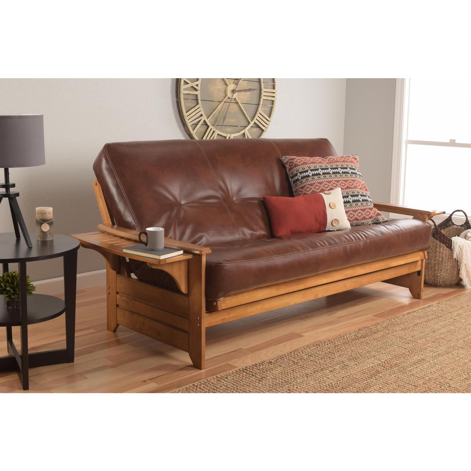 Homestock Mid-Century Marvel Futon Frame/Butternut Finish/Oregon Trail ...