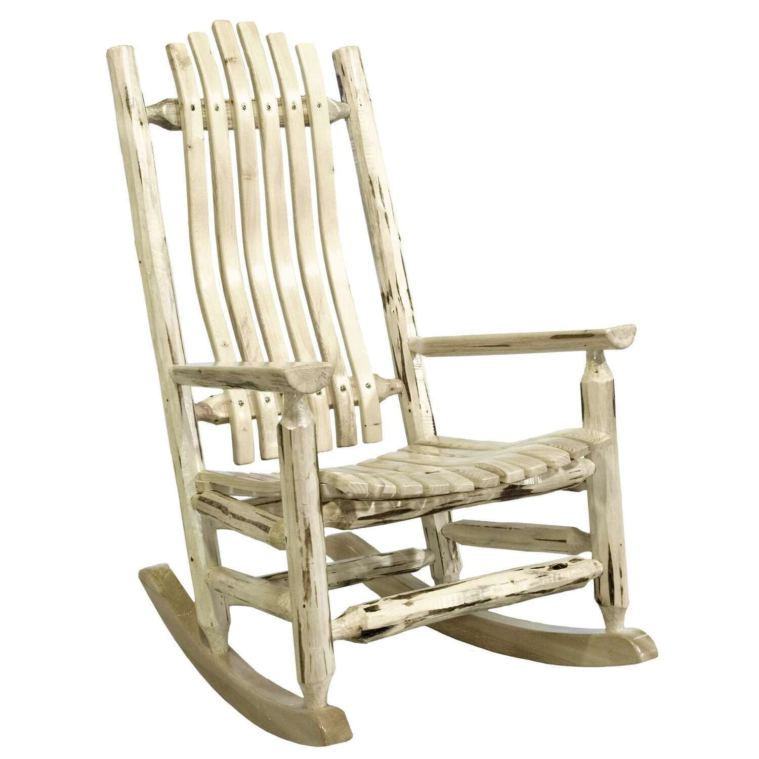 Homestock Modern Adult Log Rocker, Ready To Finish - Solid Lodge Pole ...