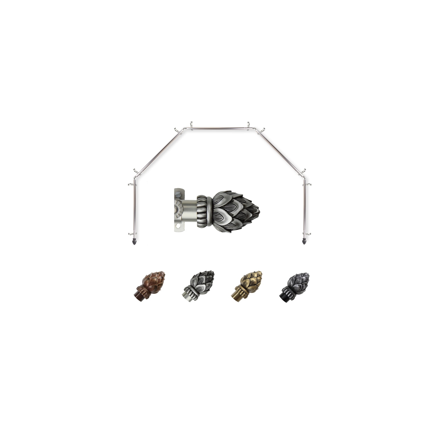 Homestock Modern Marvel 13/16 Inch 5 Sided Bay Window Single Curtain ...