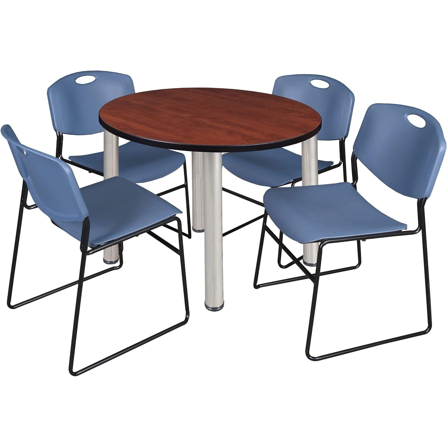 Homestock Modern Marvel 36" Round Lounge Table Cherry/ Chrome W/ 4 ...