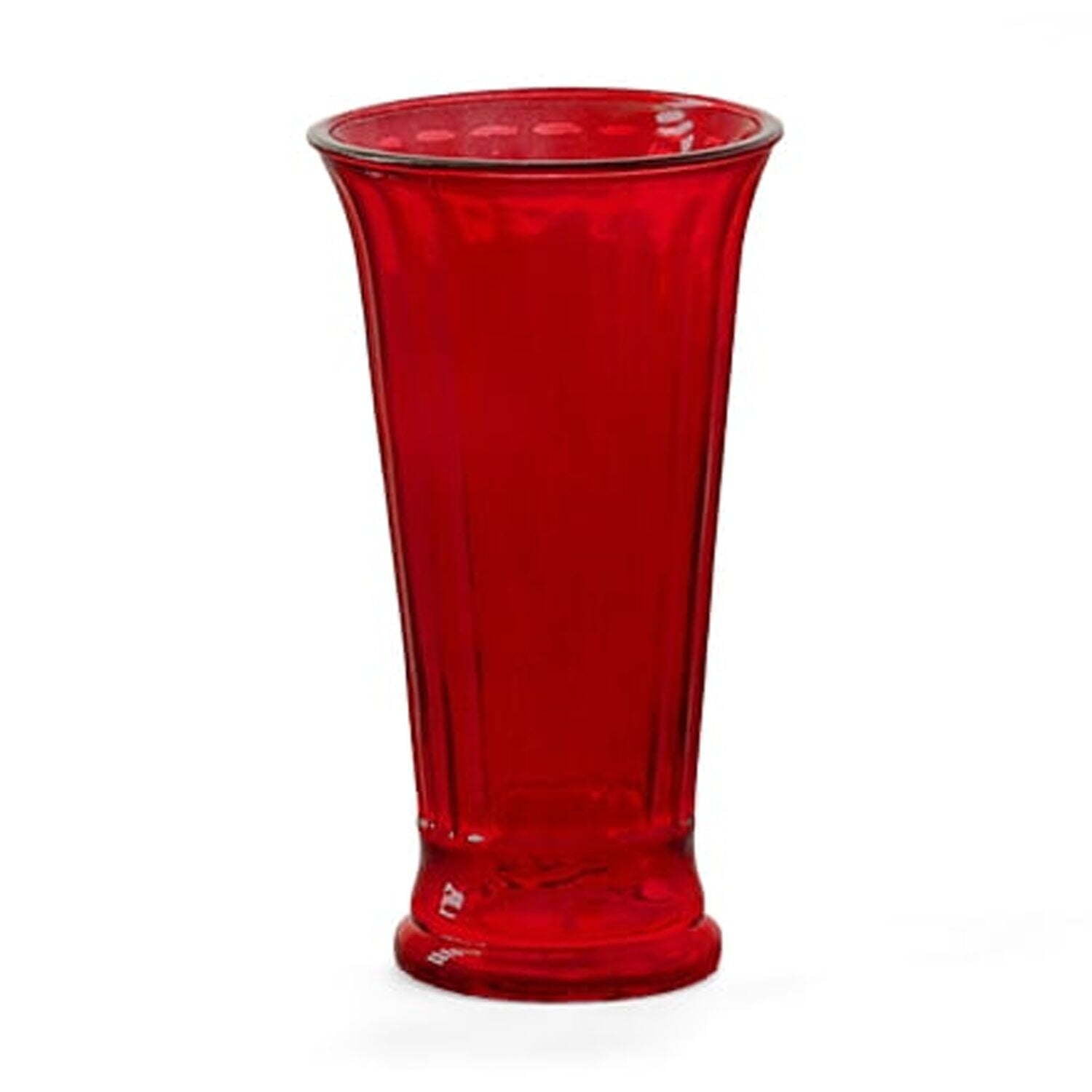Homestock Modern Marvel Ribbed Glass Red Vase - Walmart.com