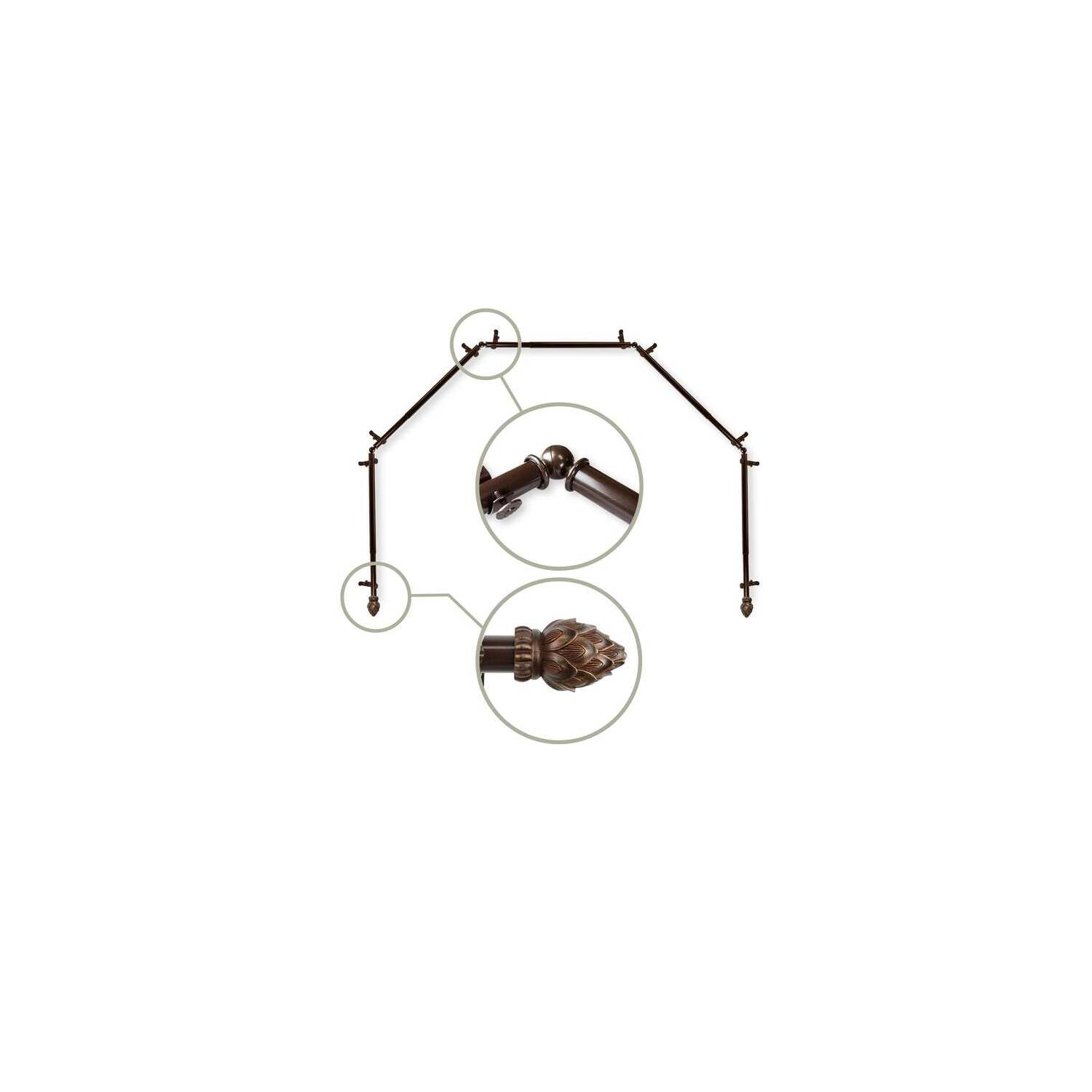 Homestock Modern Motifs 13/16 Inch 5 Sided Bay Window Single Curtain ...