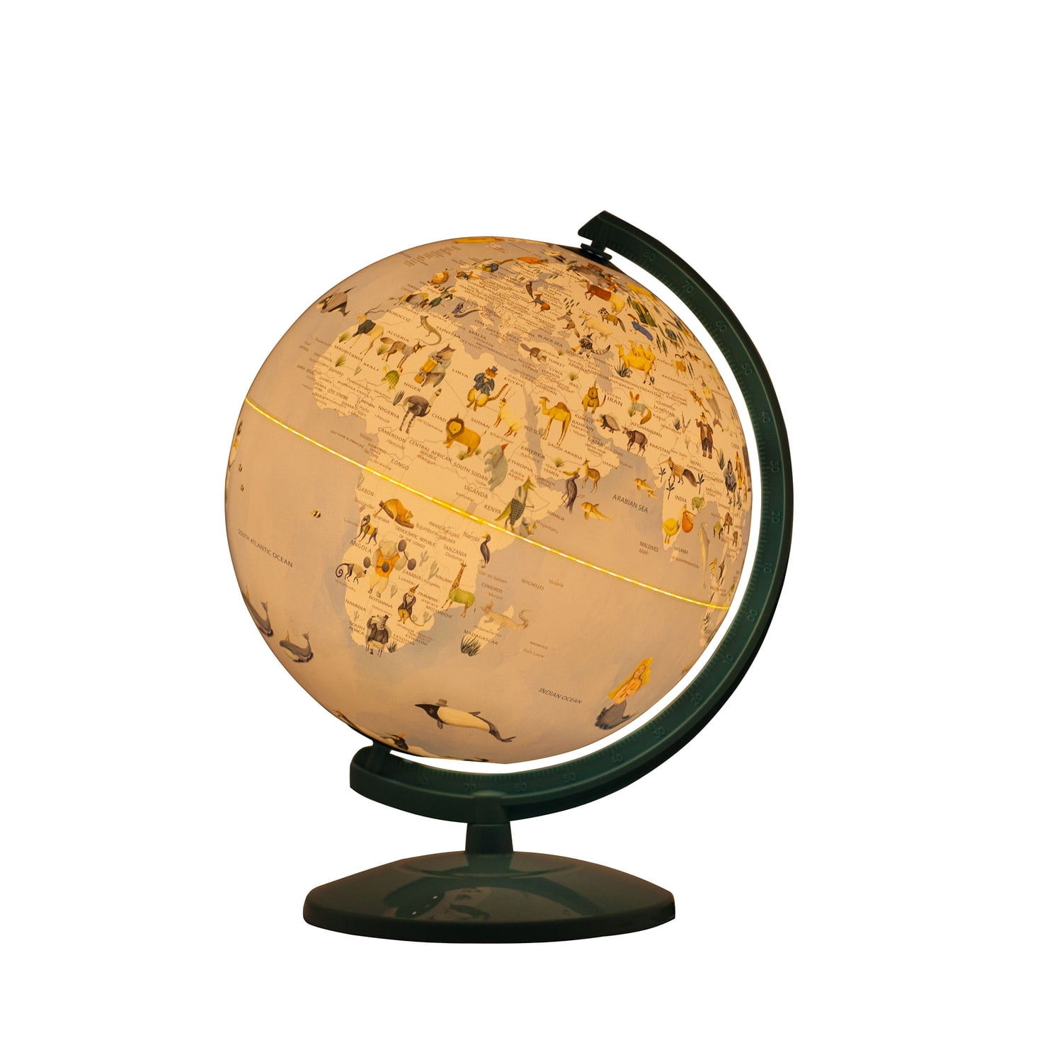 World Globe Night Light - Animals Atlas Rotating Globe Lamp - Modern ...