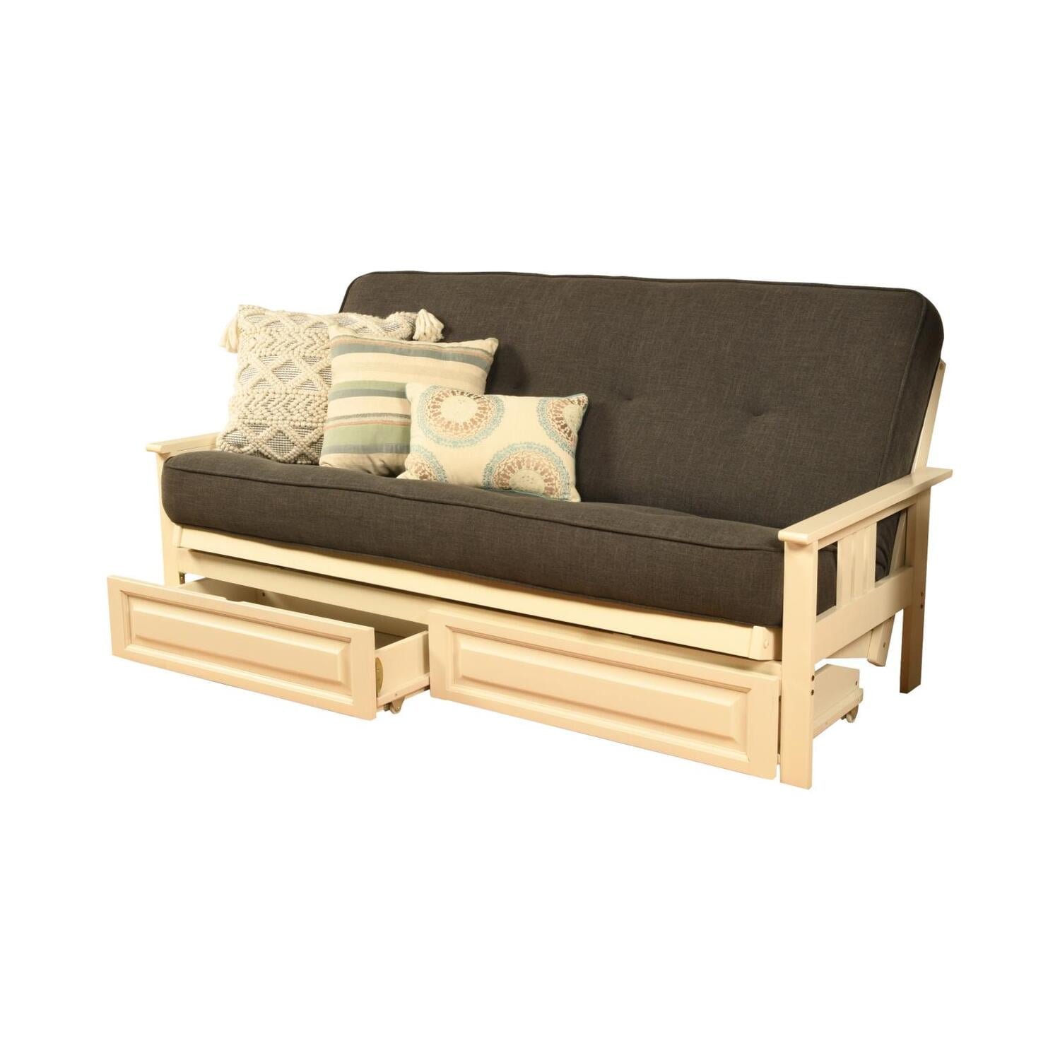 Homestock Modern Muse Wood Futon Frame Set with Storage Drawers ...