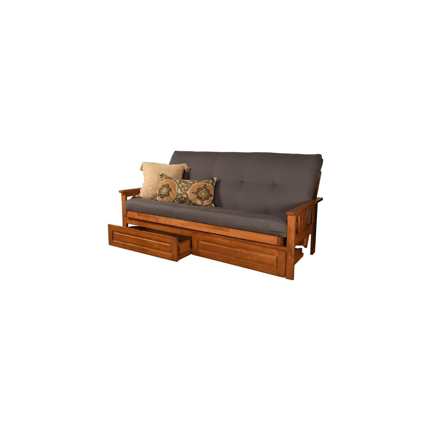 Homestock Modern Muse Wood Futon Frame Set with Storage Drawers ...