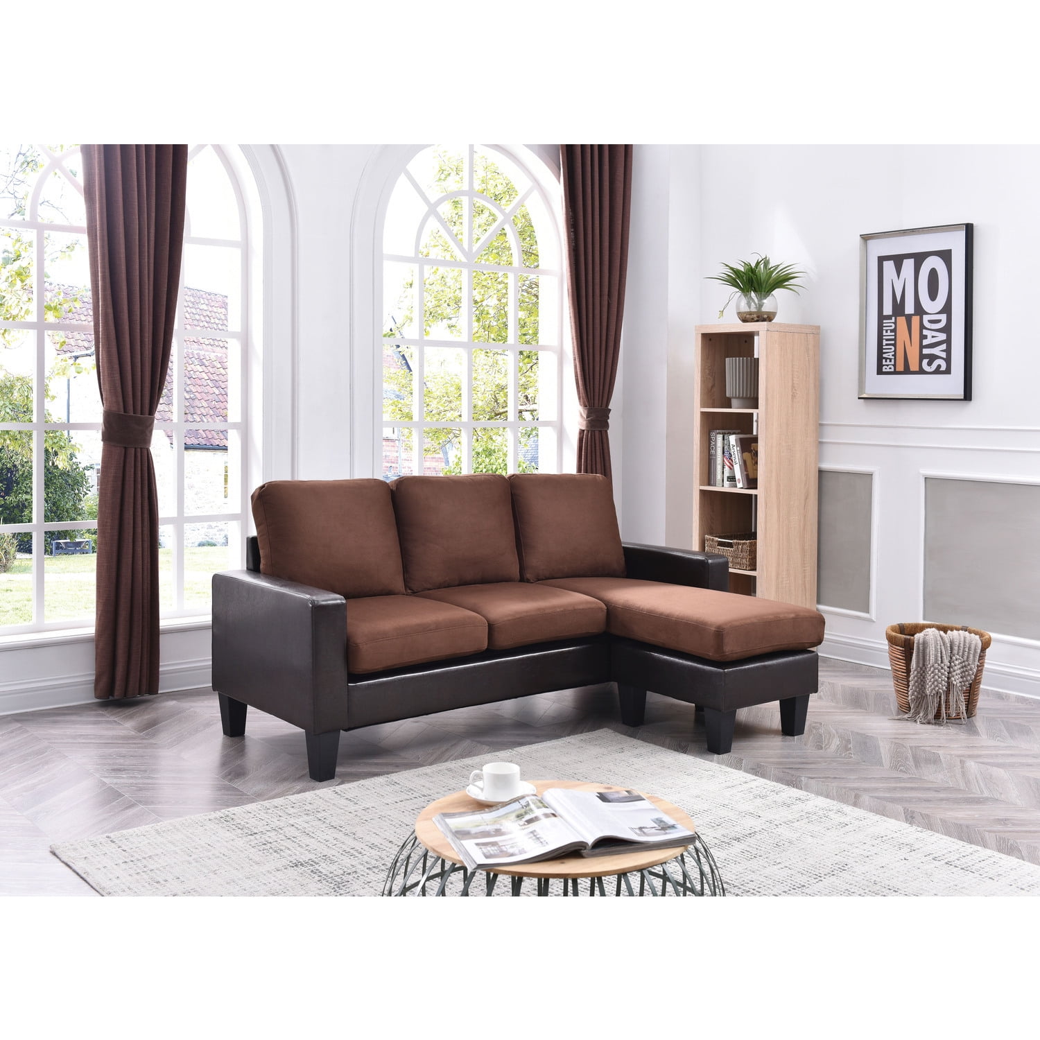 Homestock Natural Beauty Sofa Chaise , Chocolate - Walmart.com