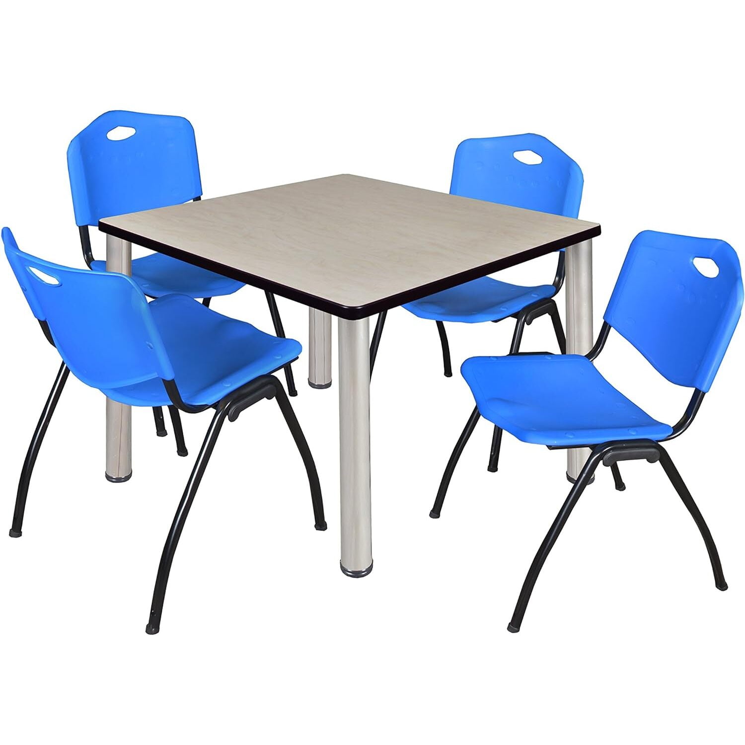Homestock Nordic Haven 42" Square Lounge Table Maple/ Chrome With 4 'M ...
