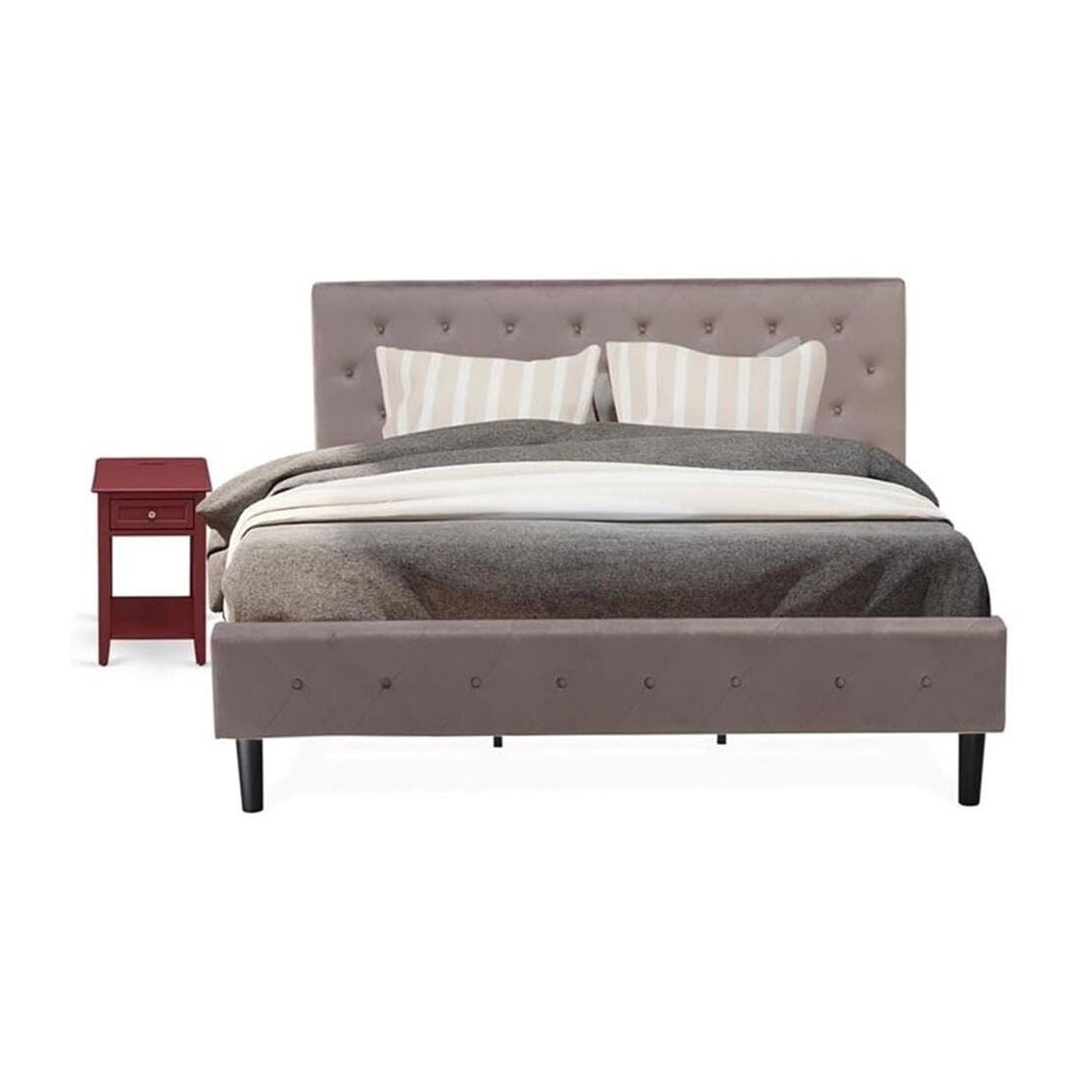 Homestock Old World Charm 2 Piece Bed Set - Button Tufted Wood Bed ...