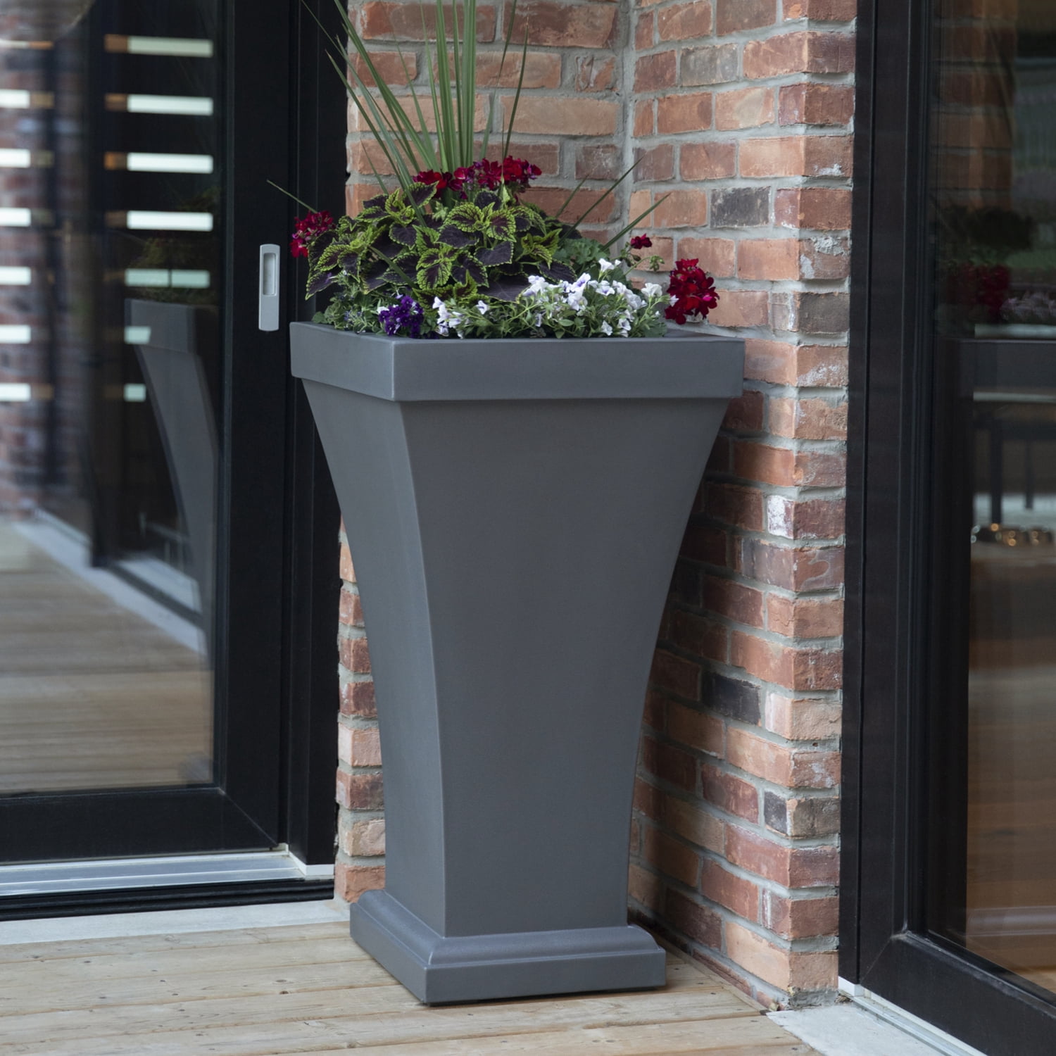 Homestock Old World Opulence 28In Tall Planter - Graphite Grey - 16In X ...