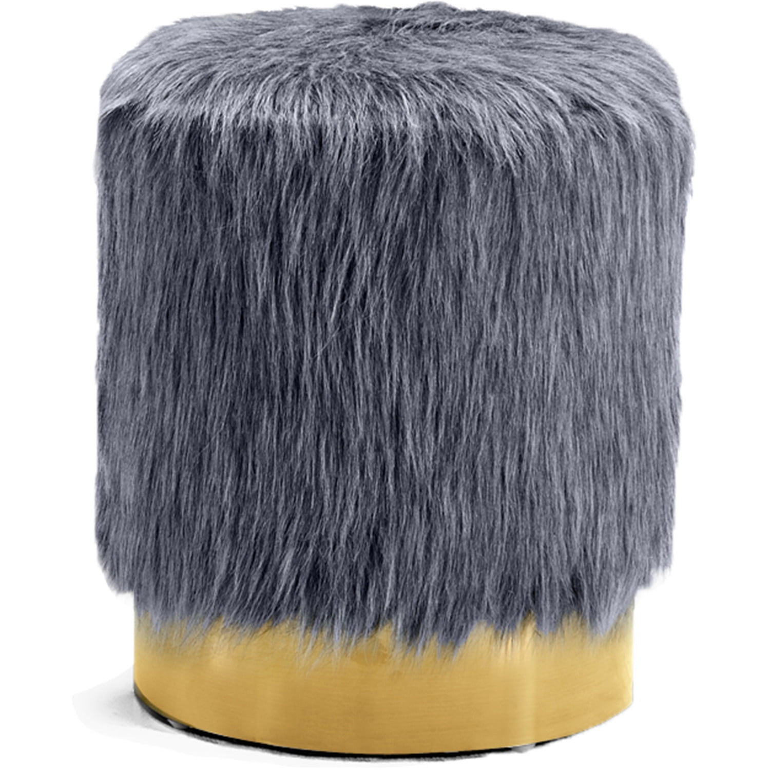 Homestock Old World Opulence Joy Grey Fur Ottoman/Stool - Walmart.com