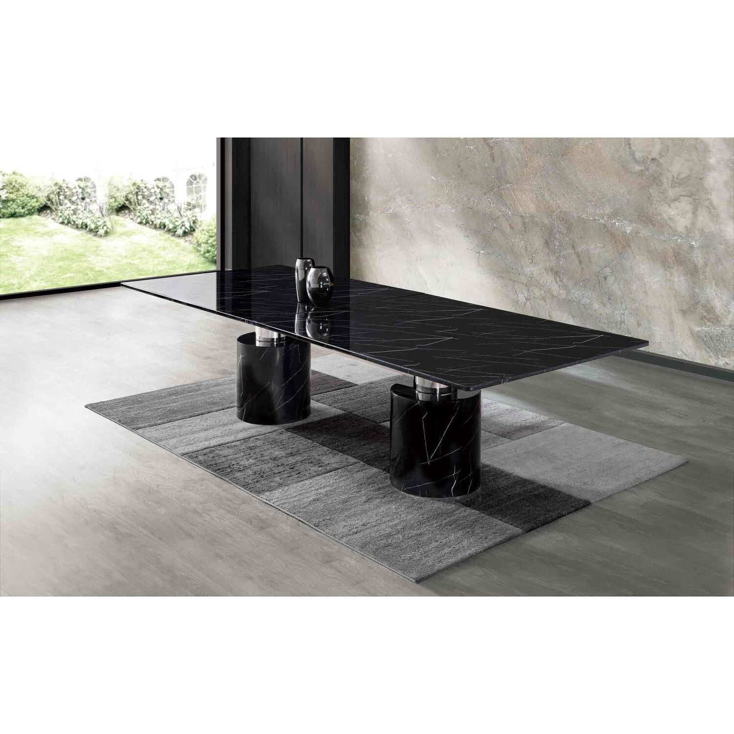 Homestock Renaissance Refinement Extra Large Dining Table, Black Marble ...