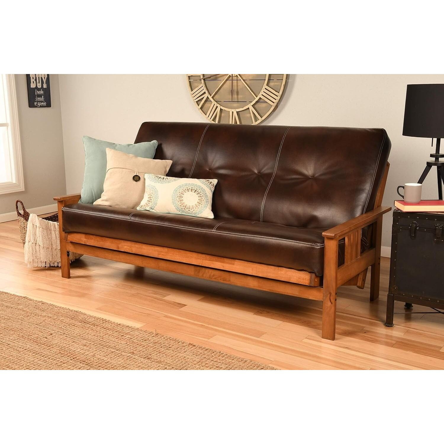 Homestock Contemporary Cool Full Size Hardwood Futon Frame Set in ...
