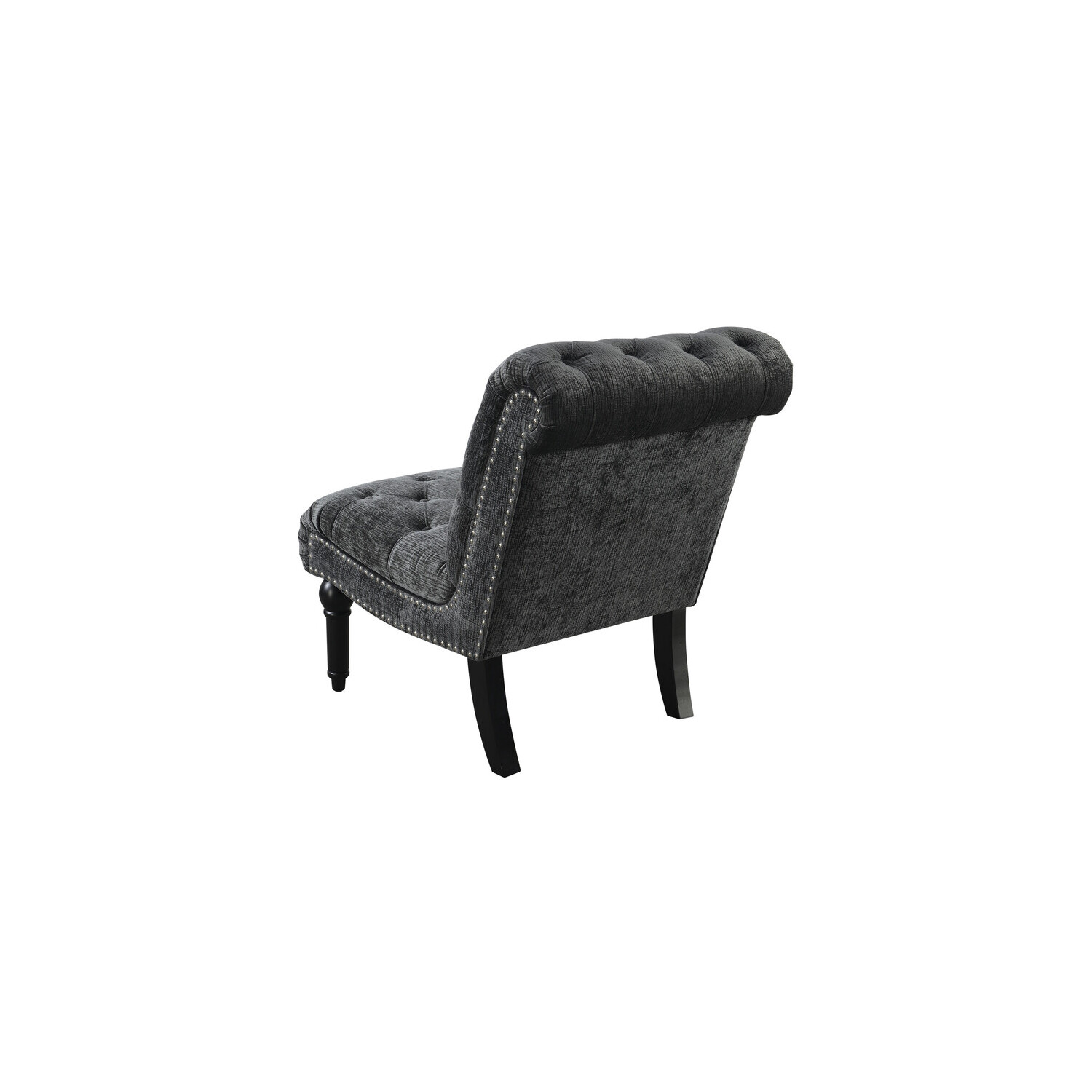 Accent Chair Armless Tufted Charcoal French Style Living Room Chair ...
