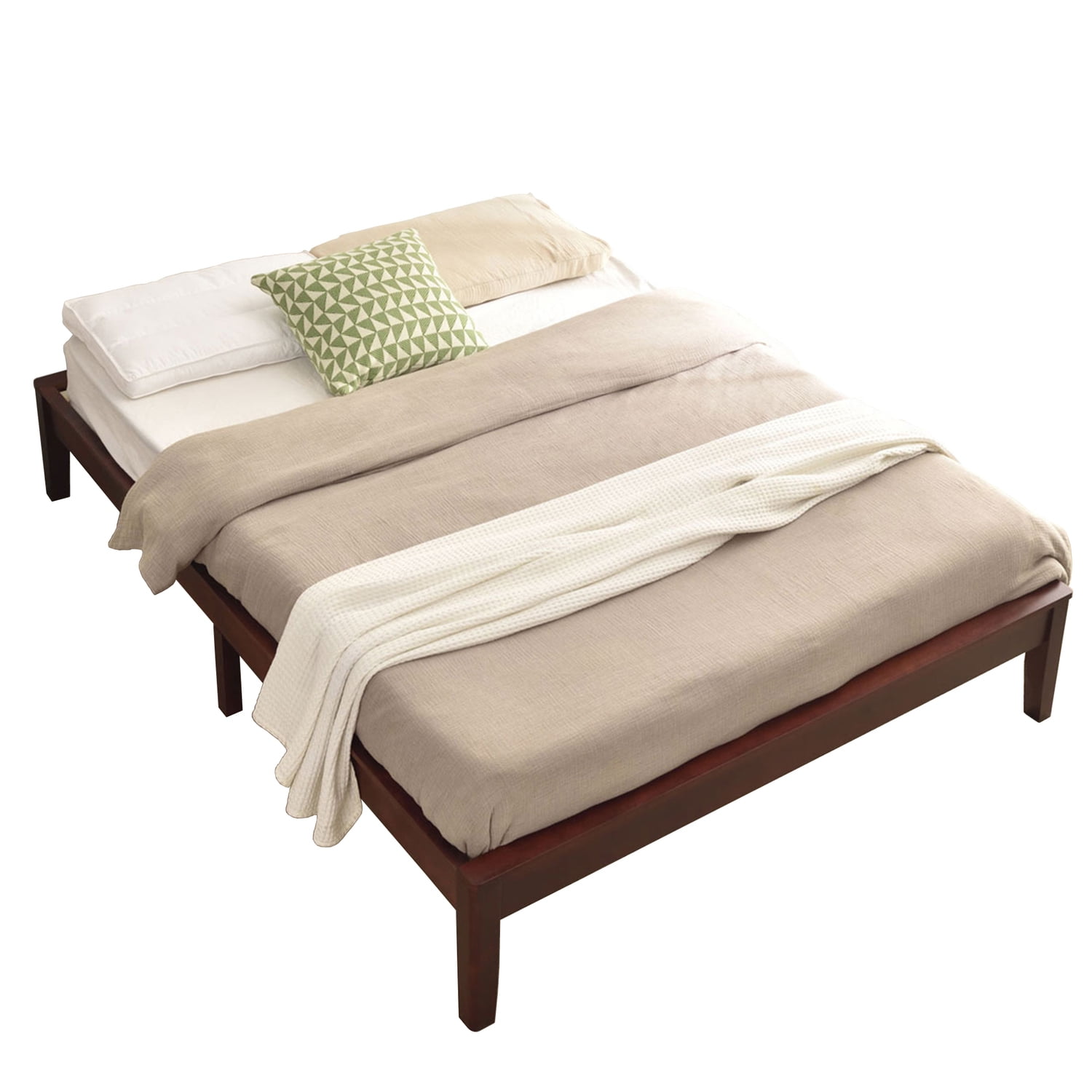 Homestock Retro Relaxation Solid Pine Wood Full Sized Platform Bed ...