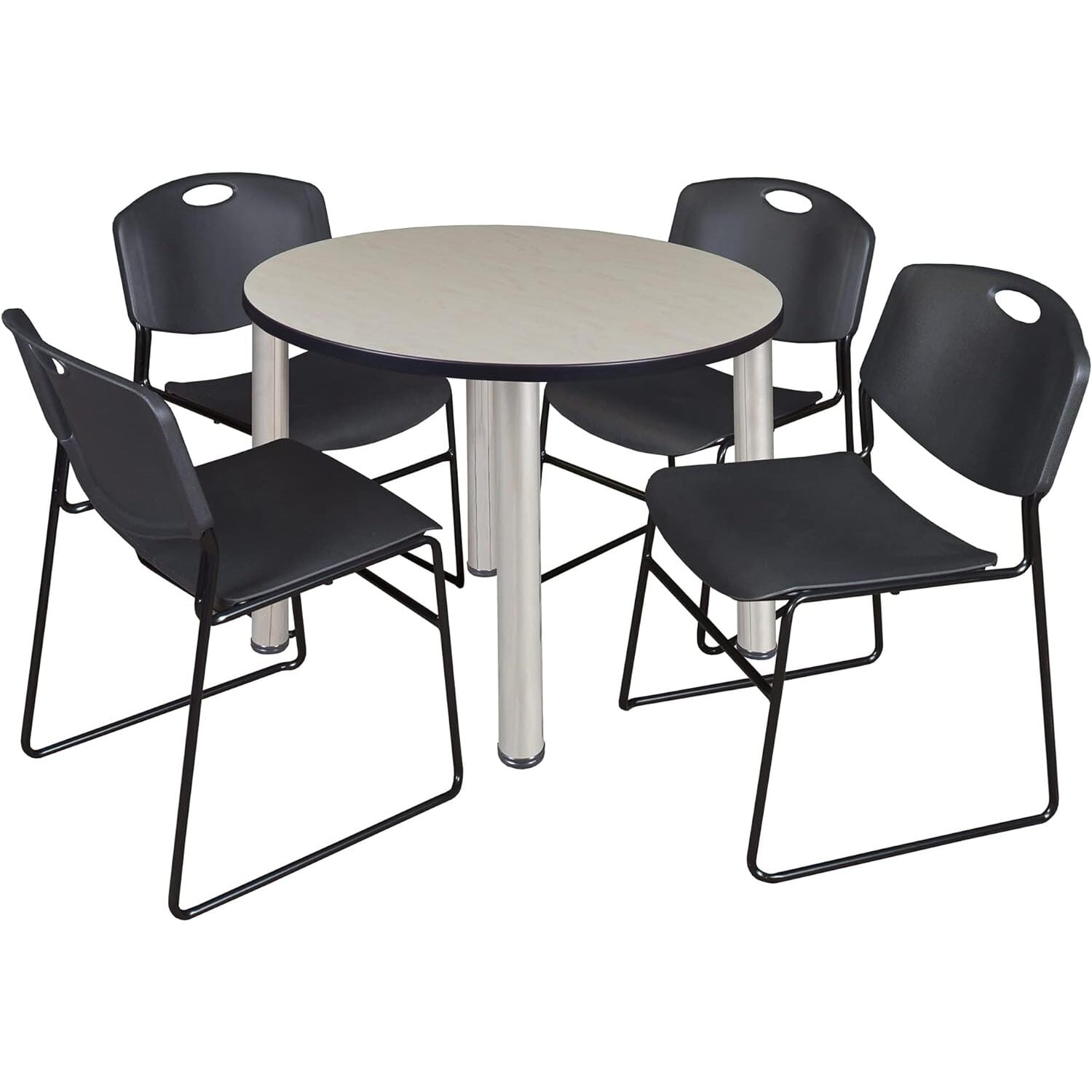 Homestock Retro Revival 36" Round Lounge Table Maple/ Chrome With 4 ...